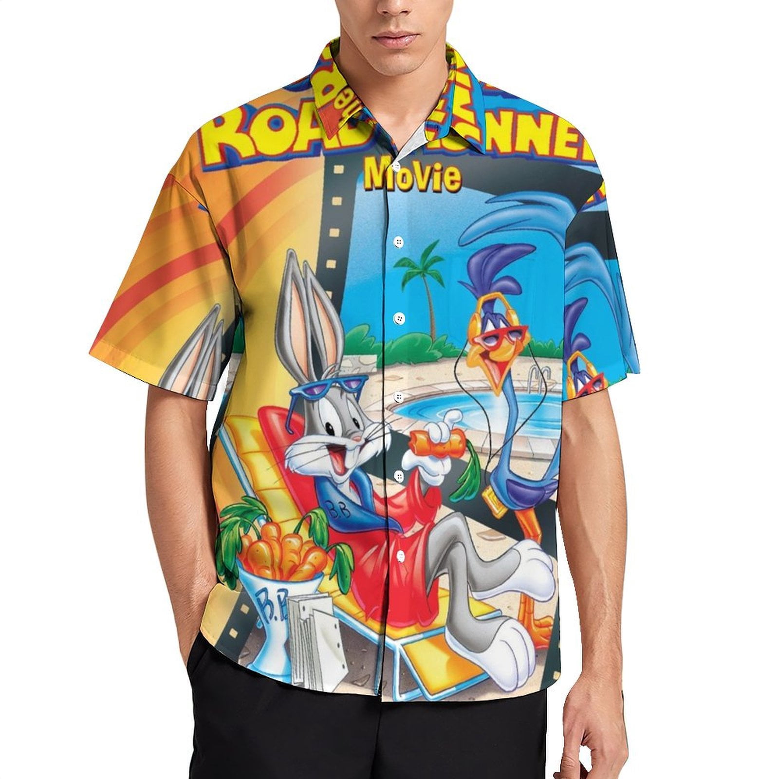 Looney Tunes Bugs Bunny Men's Hawaiian Shirts Short Sleeve Button Down ...
