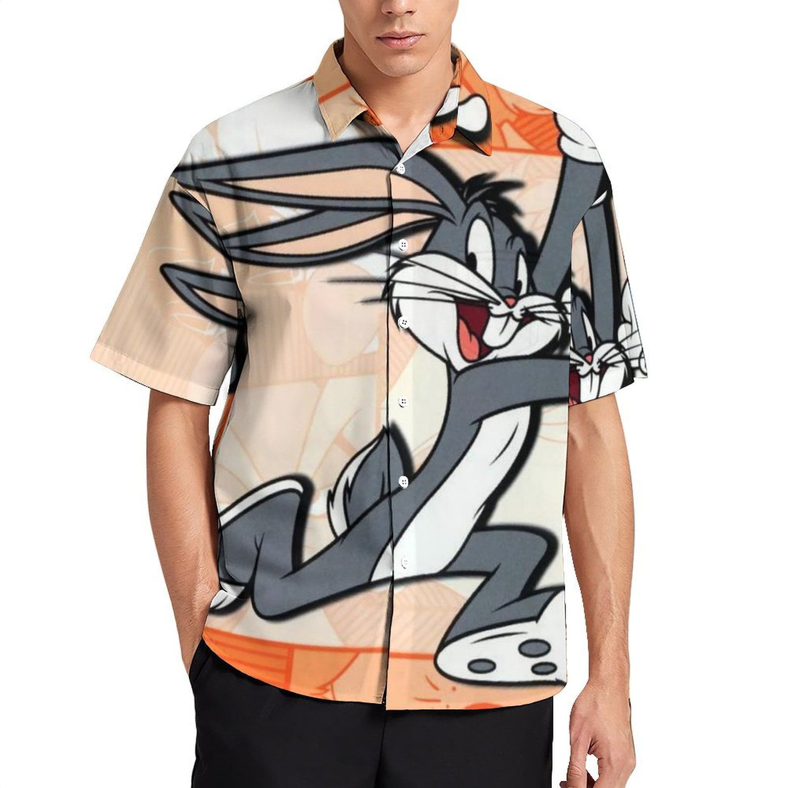Looney Tunes Bugs Bunny Mens Hawaiian Shirt Short Sleeve Button Down ...