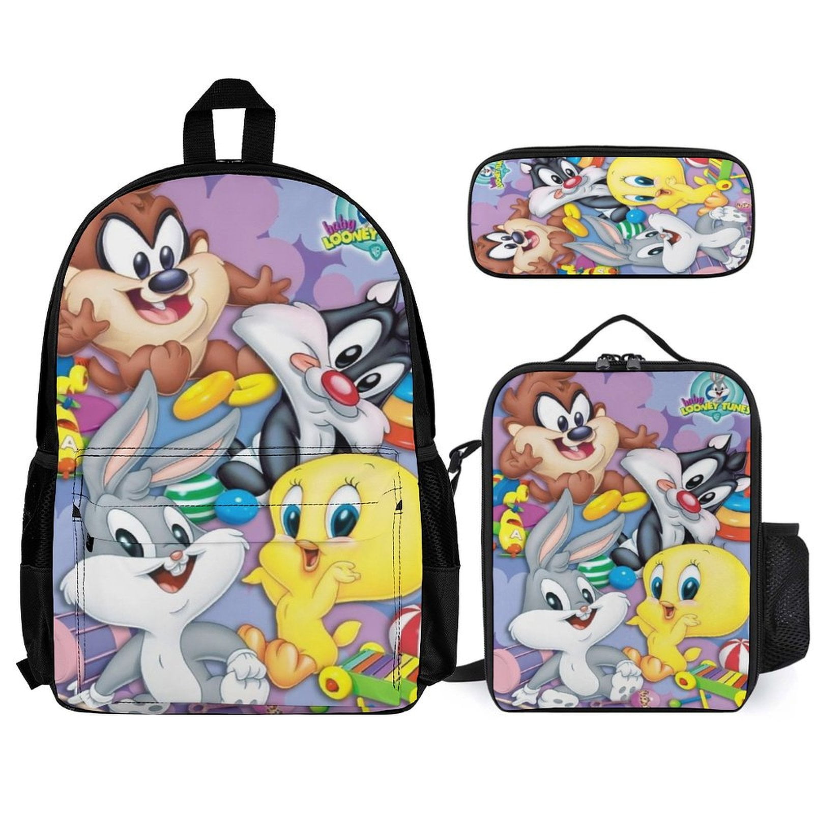 Looney Tunes Cartoons 3Pcs Backpacks Sets BookBag with Lunch Bag And ...