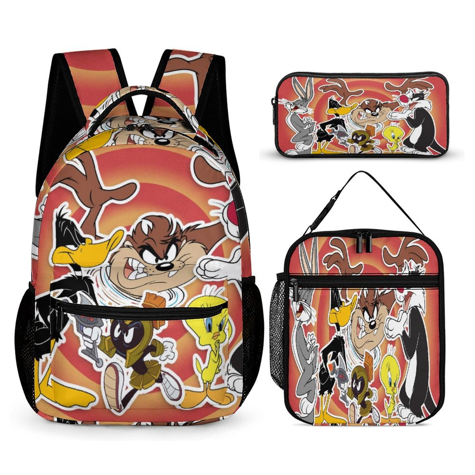 Looney Tunes Cartoons 3Pcs Backpacks Sets Bookbag with Lunch Bag And ...