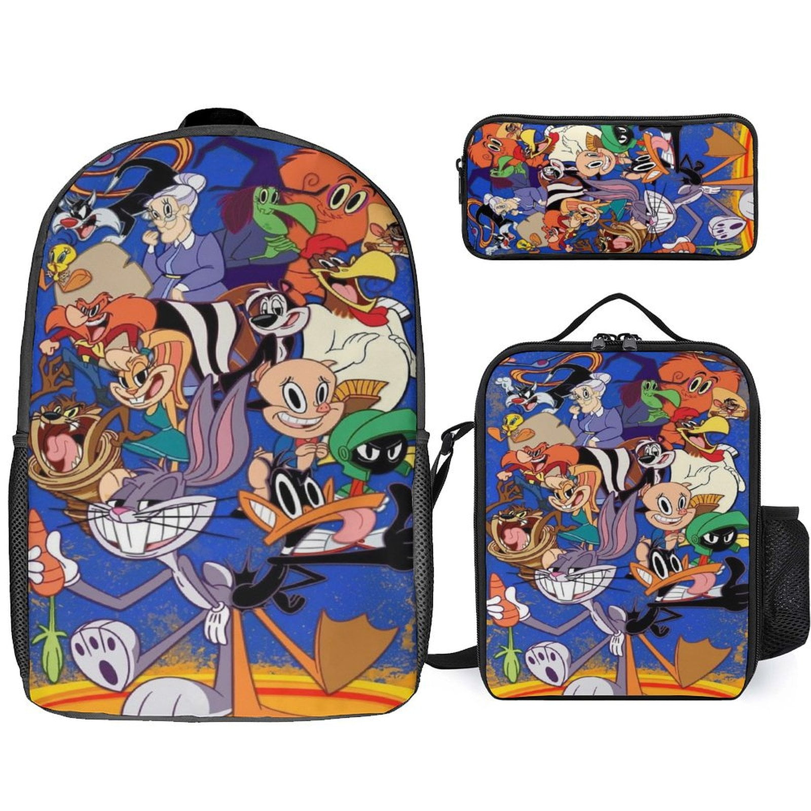 Looney Tunes Cartoons Backpacks 3 Piece Set Bookbag with Lunch Bag And ...