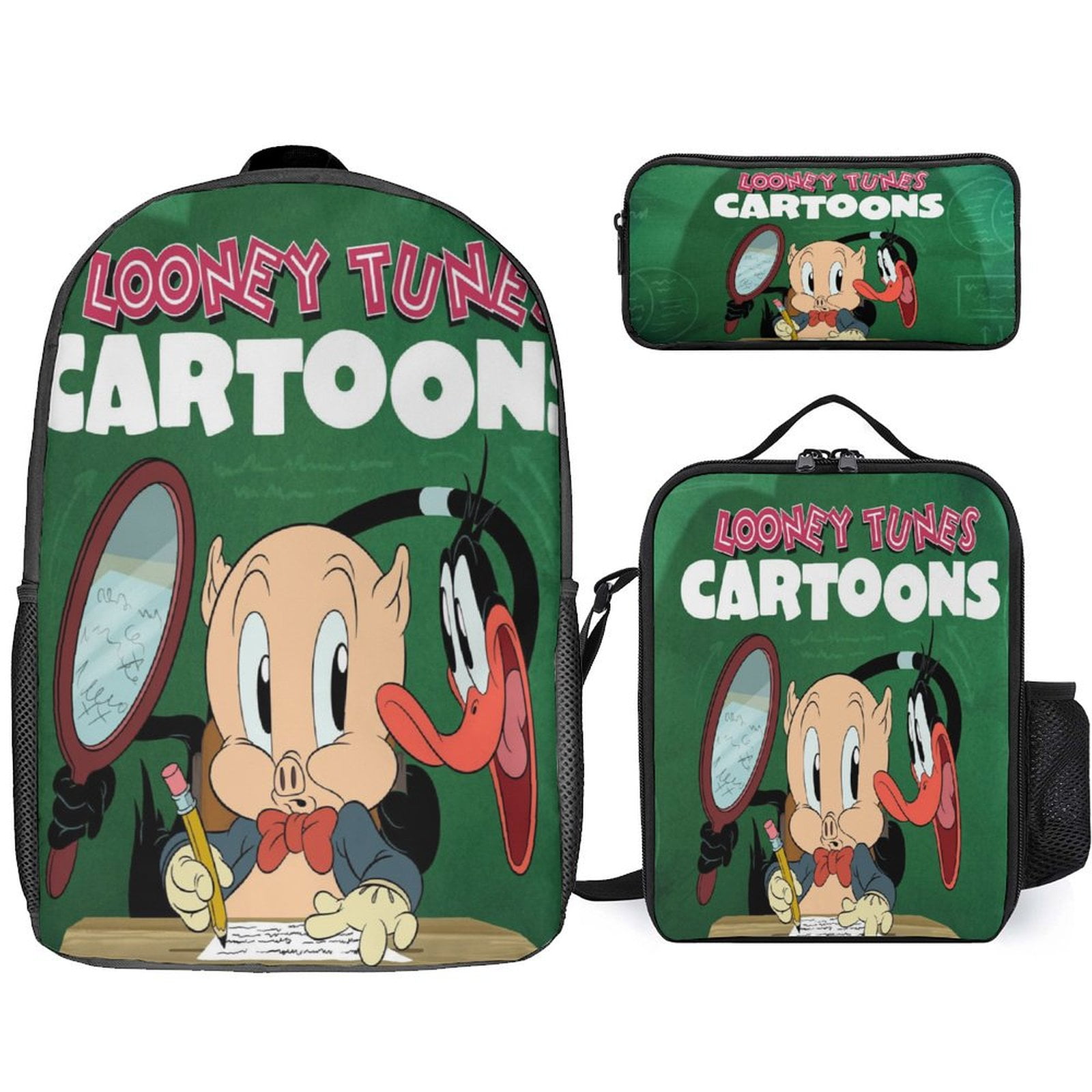 Looney Tunes Cartoons Backpacks 3 Piece Set Bookbag with Lunch Bag And ...
