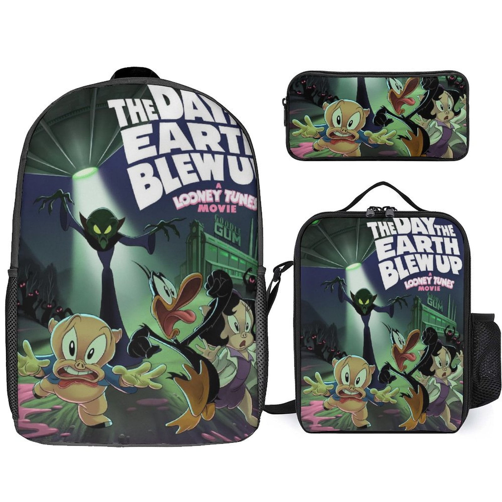 Looney Tunes Cartoons Backpacks 3 Piece Set Bookbag with Lunch Bag And ...