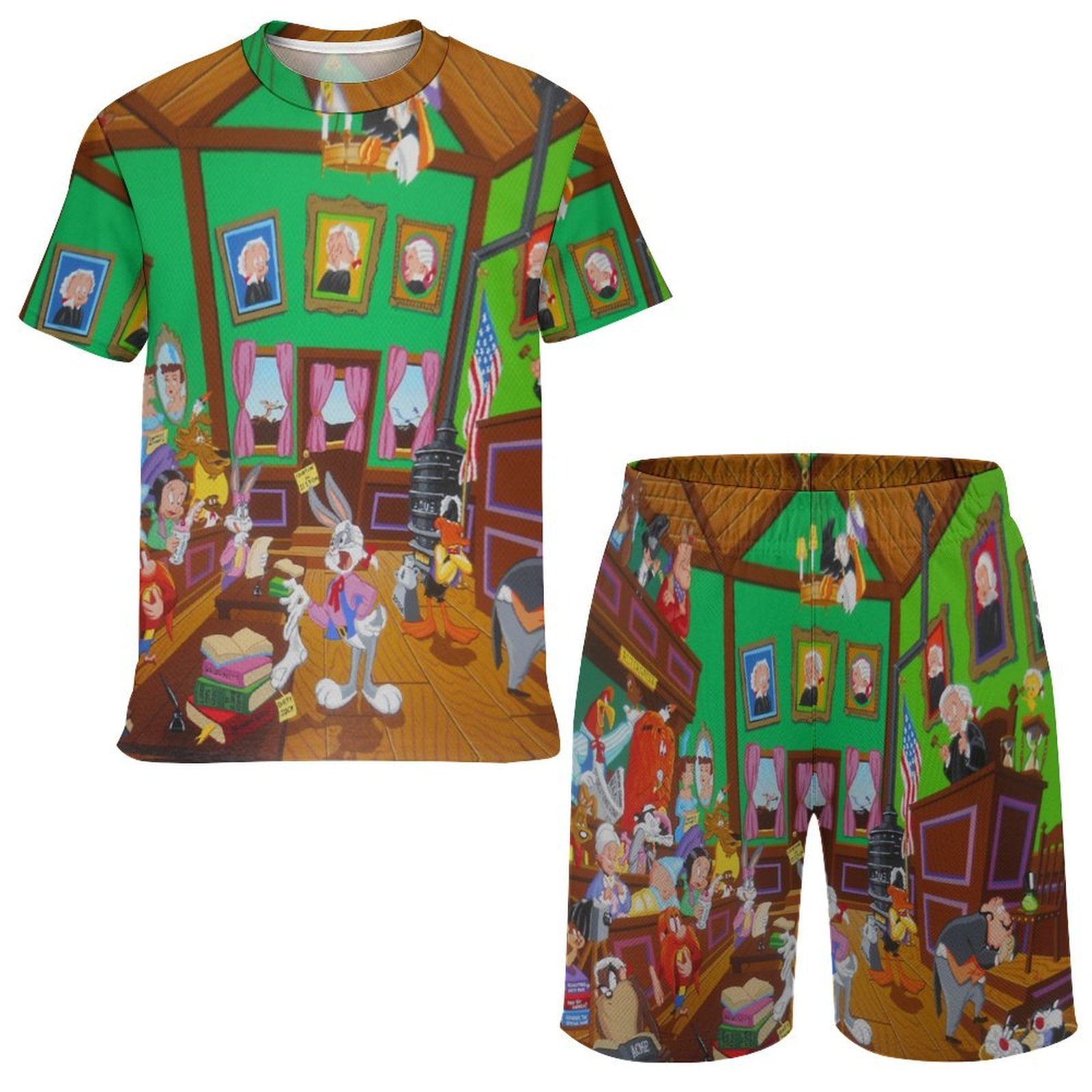 Looney Tunes Cartoons Boys Girls Short Sleeve Mesh T-Shirt And Shorts ...