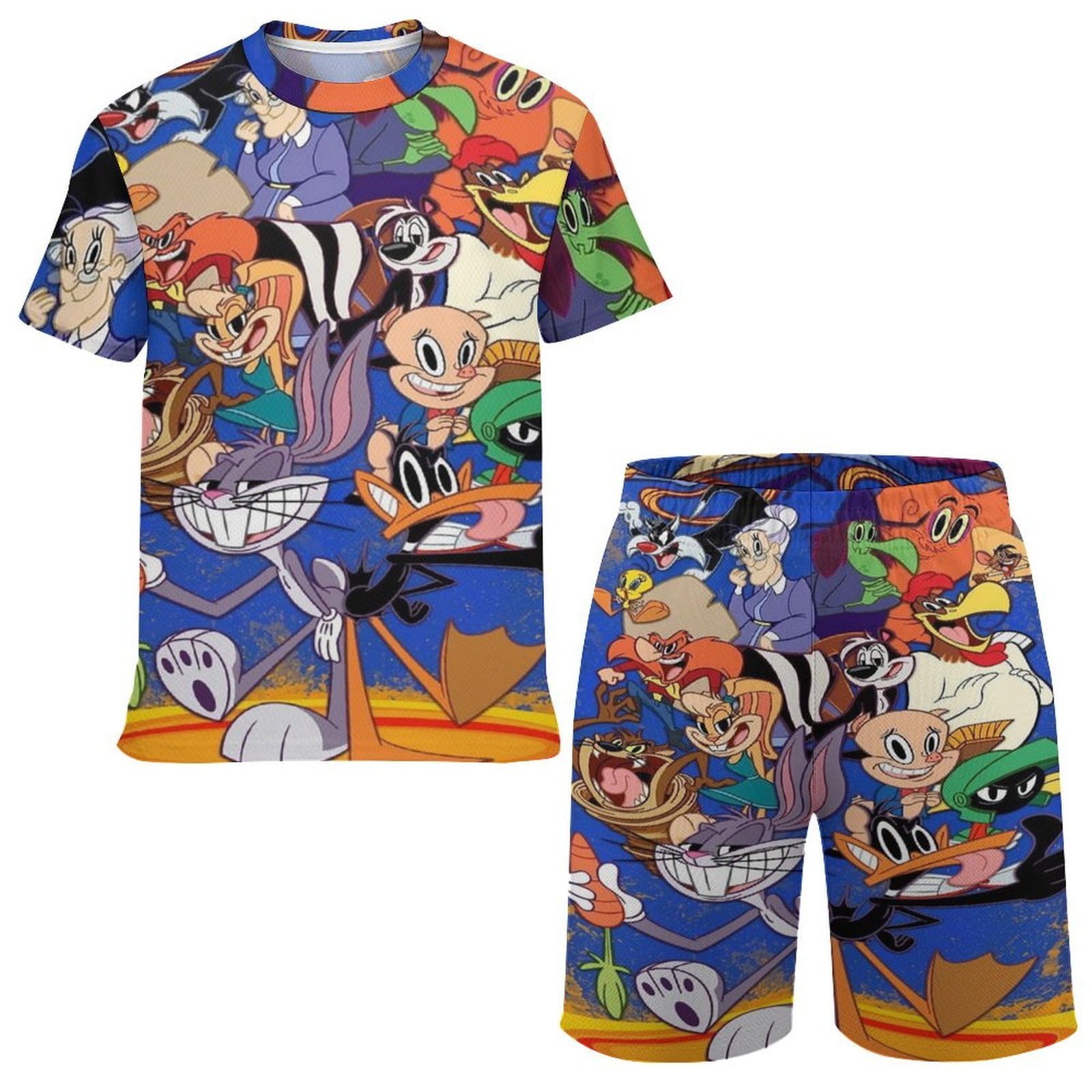 Looney Tunes Cartoons Boys Girls Short Sleeve Mesh T-Shirt And Shorts ...