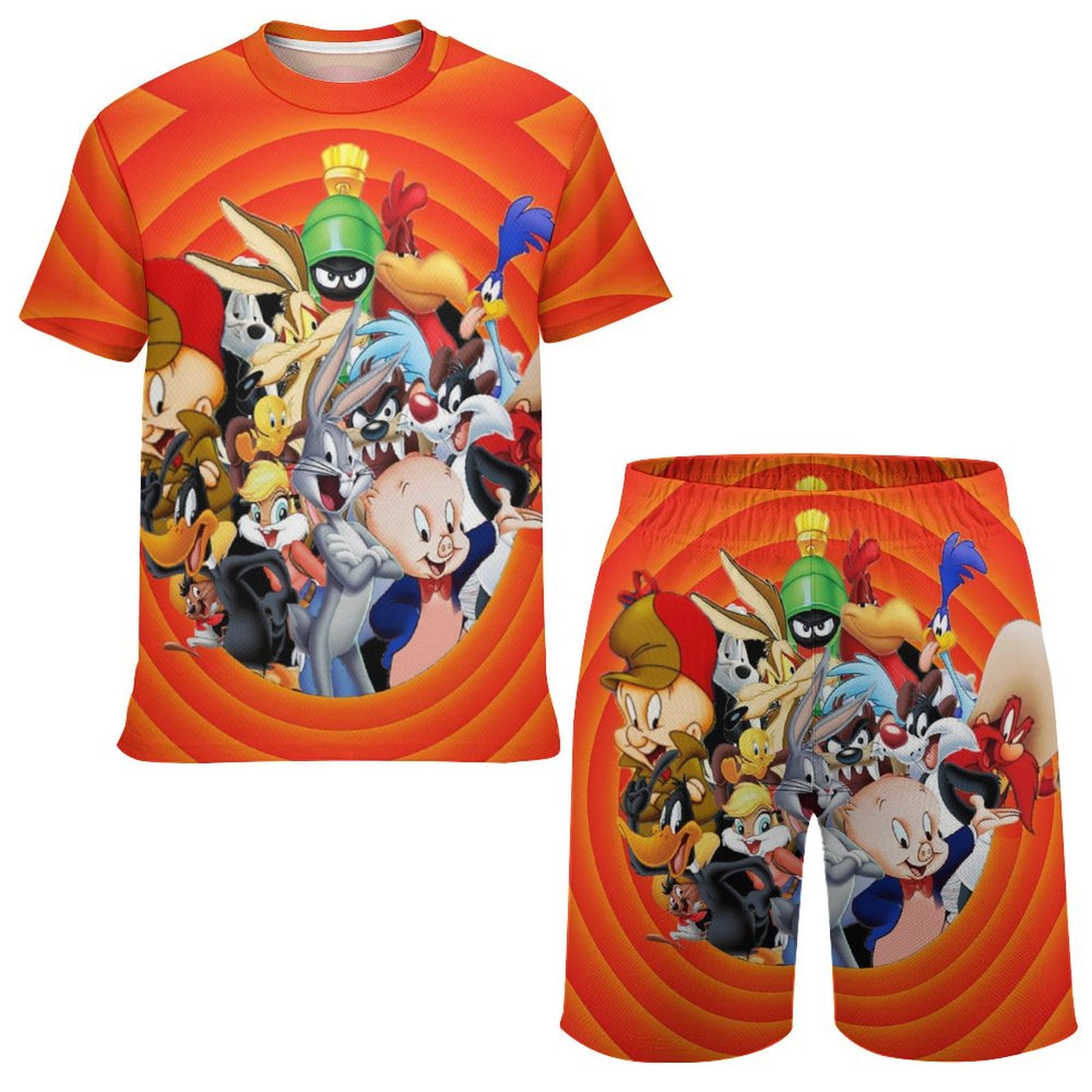 Looney Tunes Cartoons Boys Girls Short Sleeve Mesh T-Shirt And Shorts ...