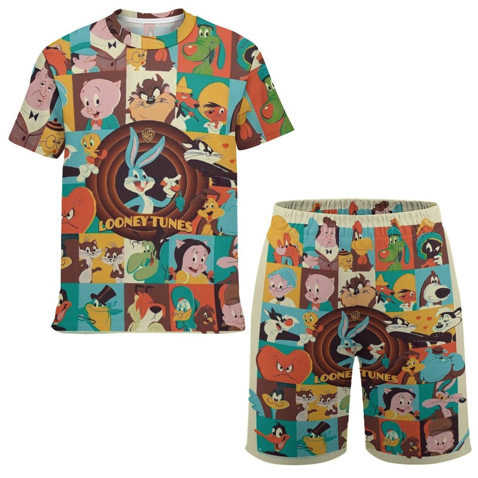 Looney Tunes Cartoons Boys Girls Short Sleeve Mesh T-Shirt And Shorts ...