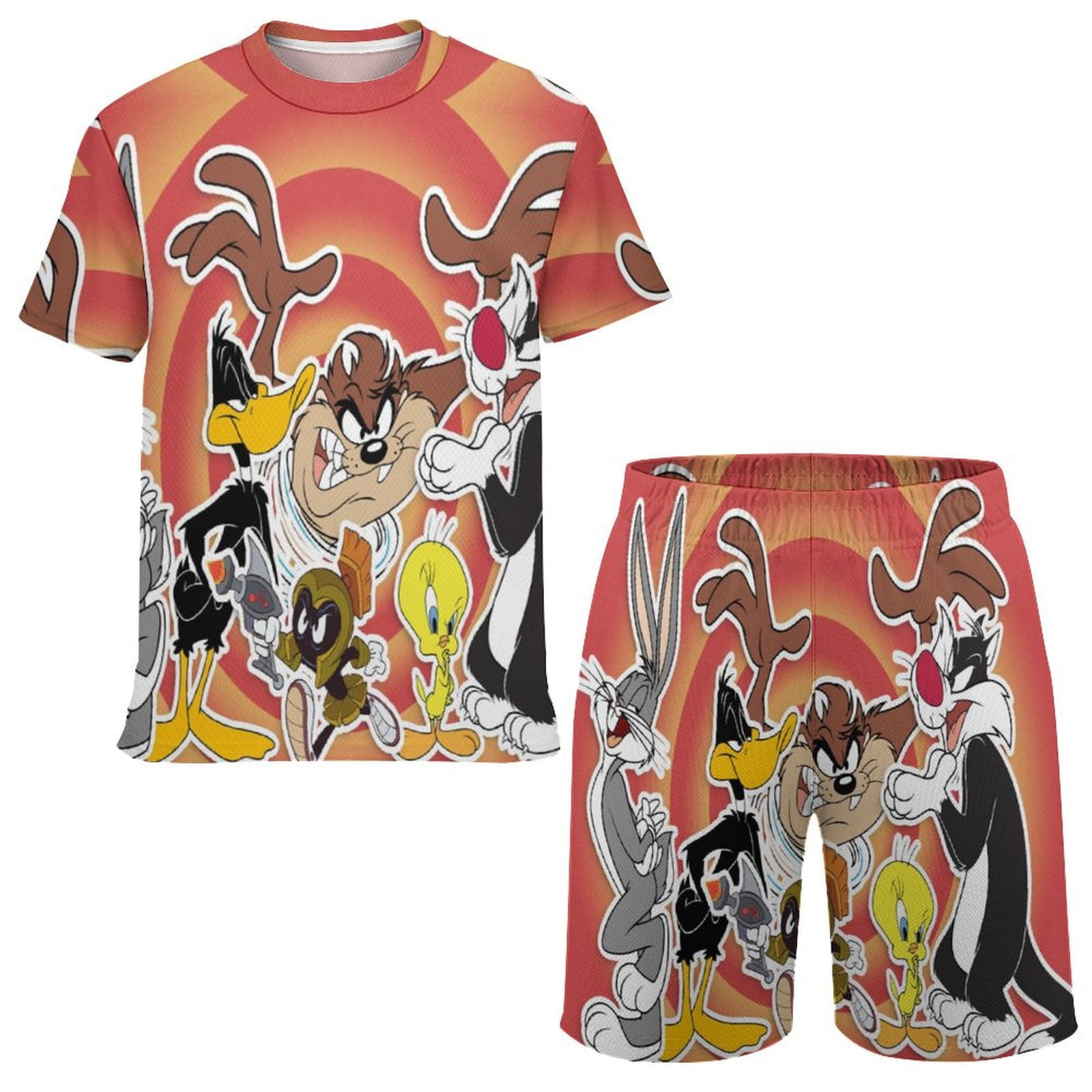 Looney Tunes Cartoons Boys Girls Short Sleeve Mesh T-Shirt And Shorts ...