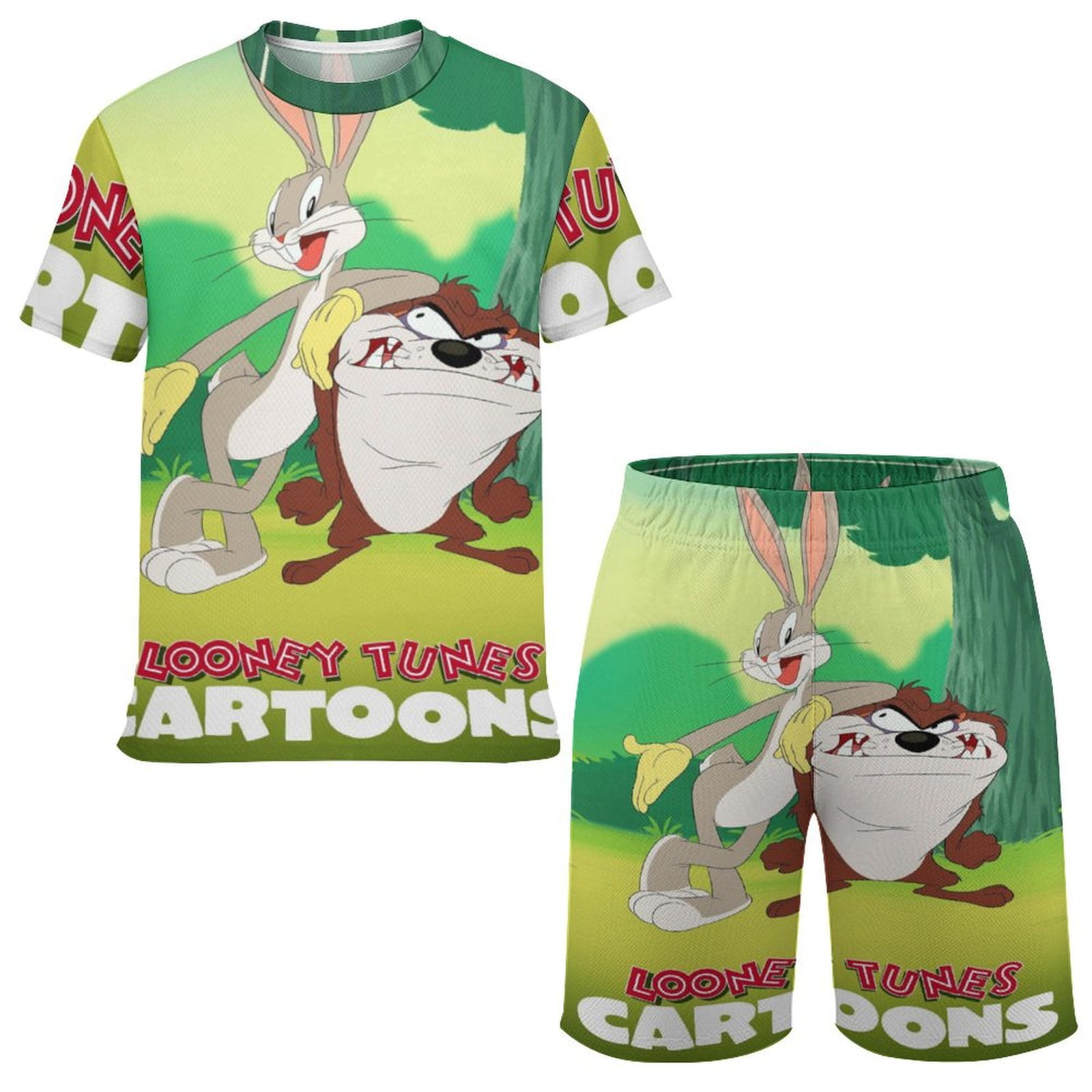 Looney Tunes Cartoons Boys Girls Short Sleeve Mesh T-Shirt And Shorts ...