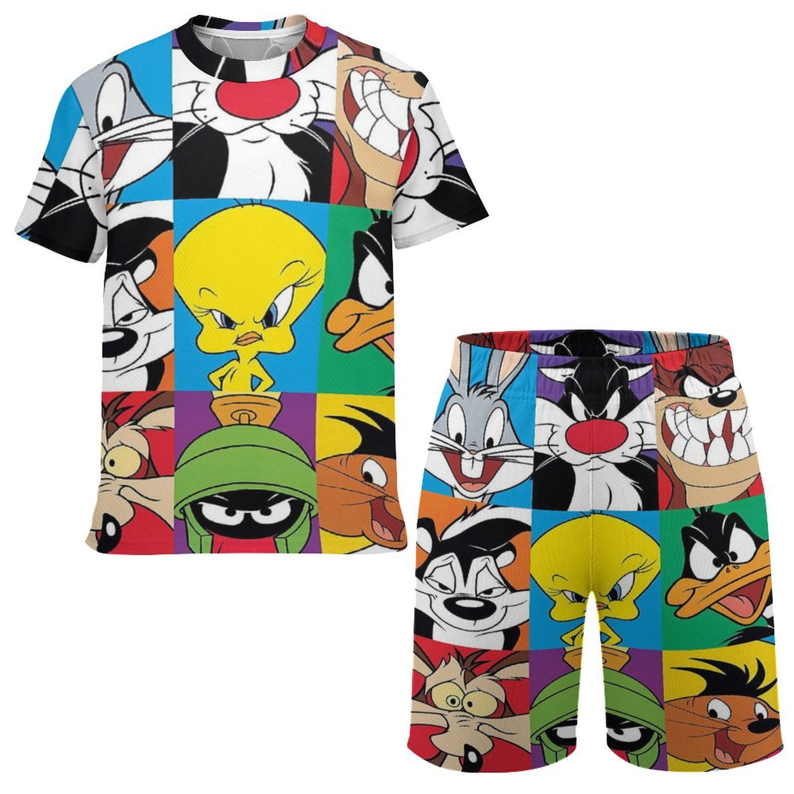 Looney Tunes Cartoons Boys Girls Short Sleeve Mesh T-Shirt And Shorts ...