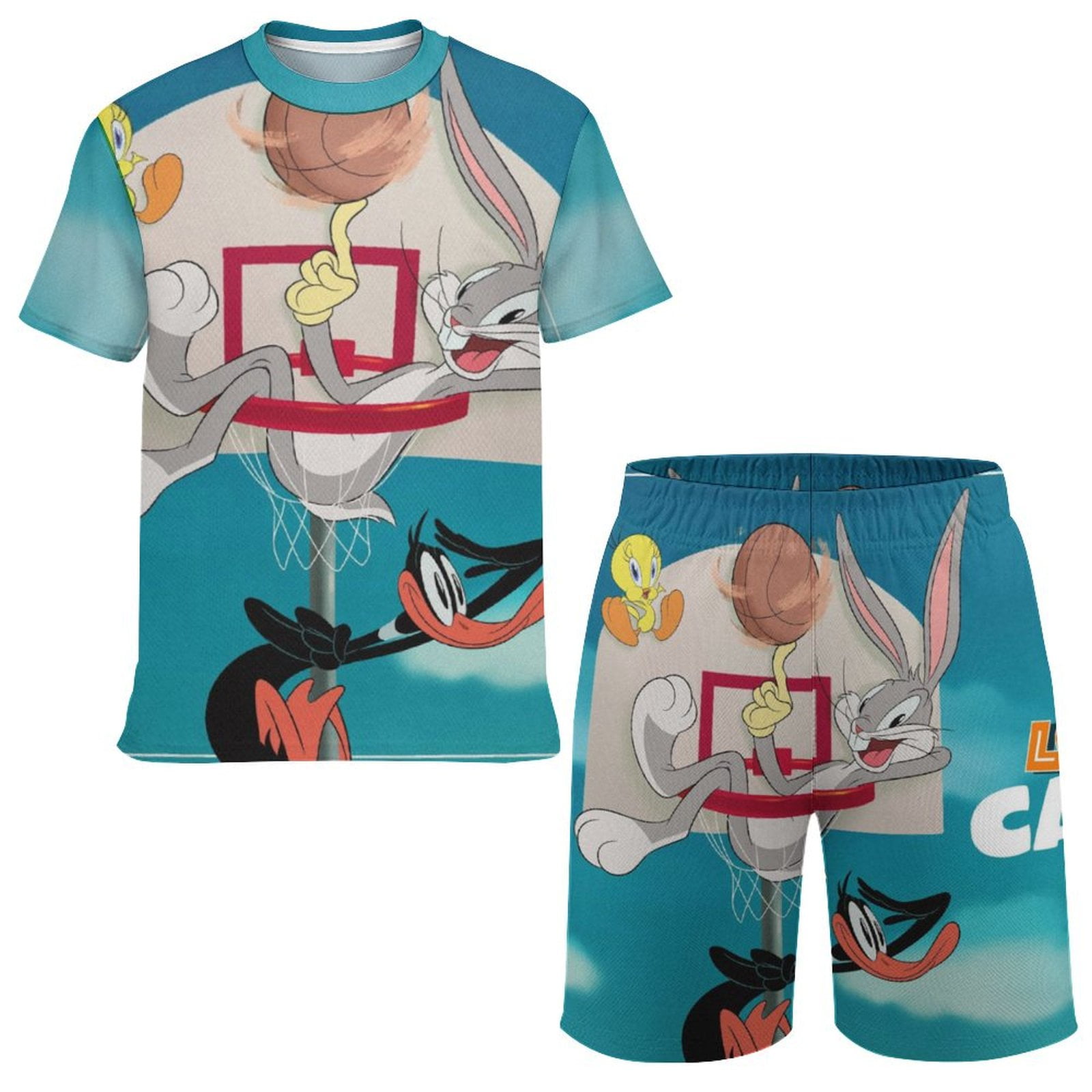 Looney Tunes Cartoons Boys Girls Short Sleeve Mesh T-Shirt And Shorts ...