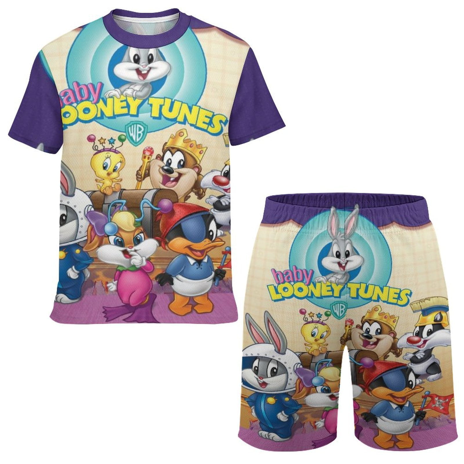 Looney Tunes Cartoons Boys Girls Short Sleeve Mesh T-Shirt And Shorts ...