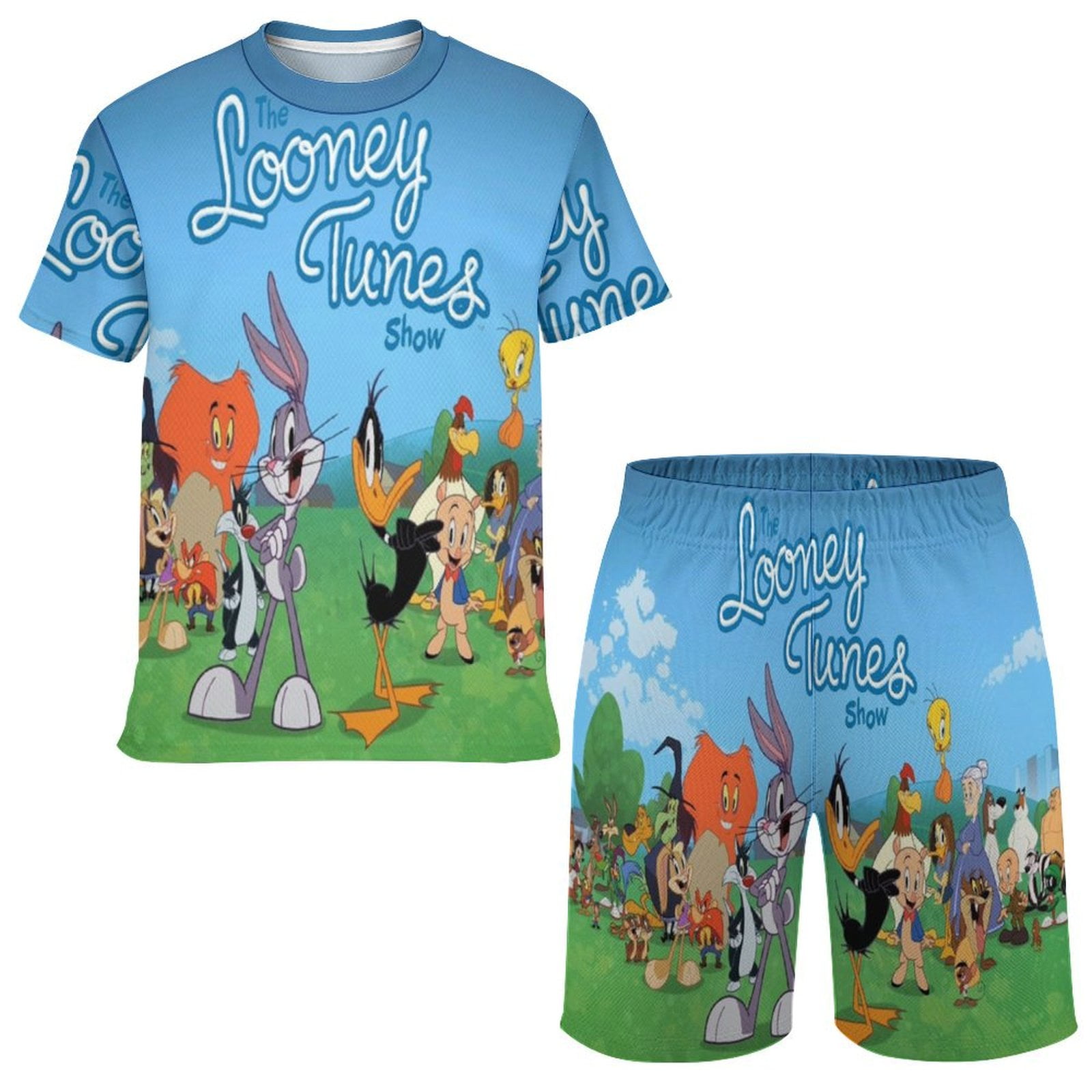 Looney Tunes Cartoons Boys Girls Short Sleeve Mesh T-Shirt And Shorts ...