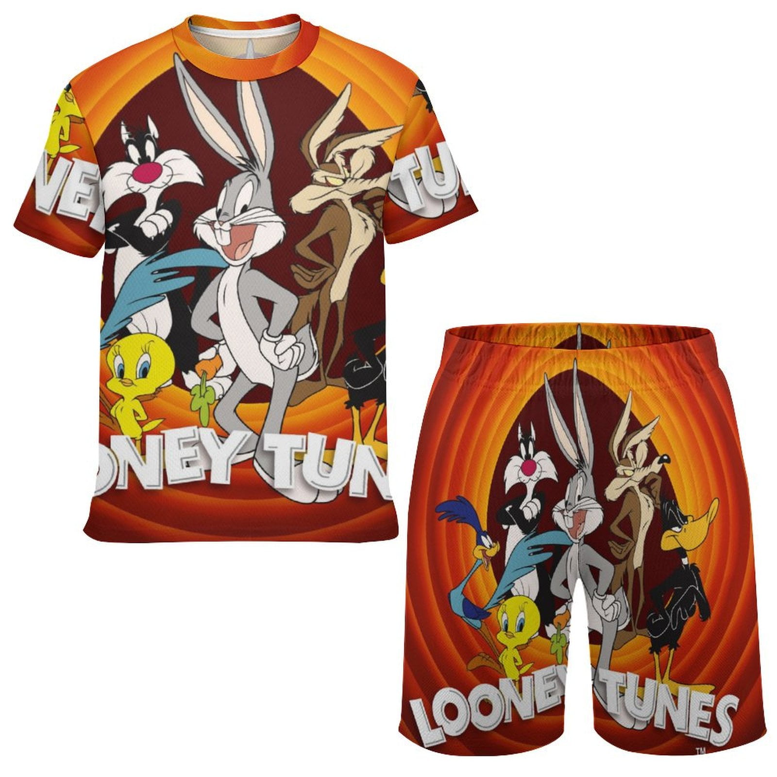 Looney Tunes Cartoons Boys Girls Short Sleeve Mesh T-Shirt And Shorts ...