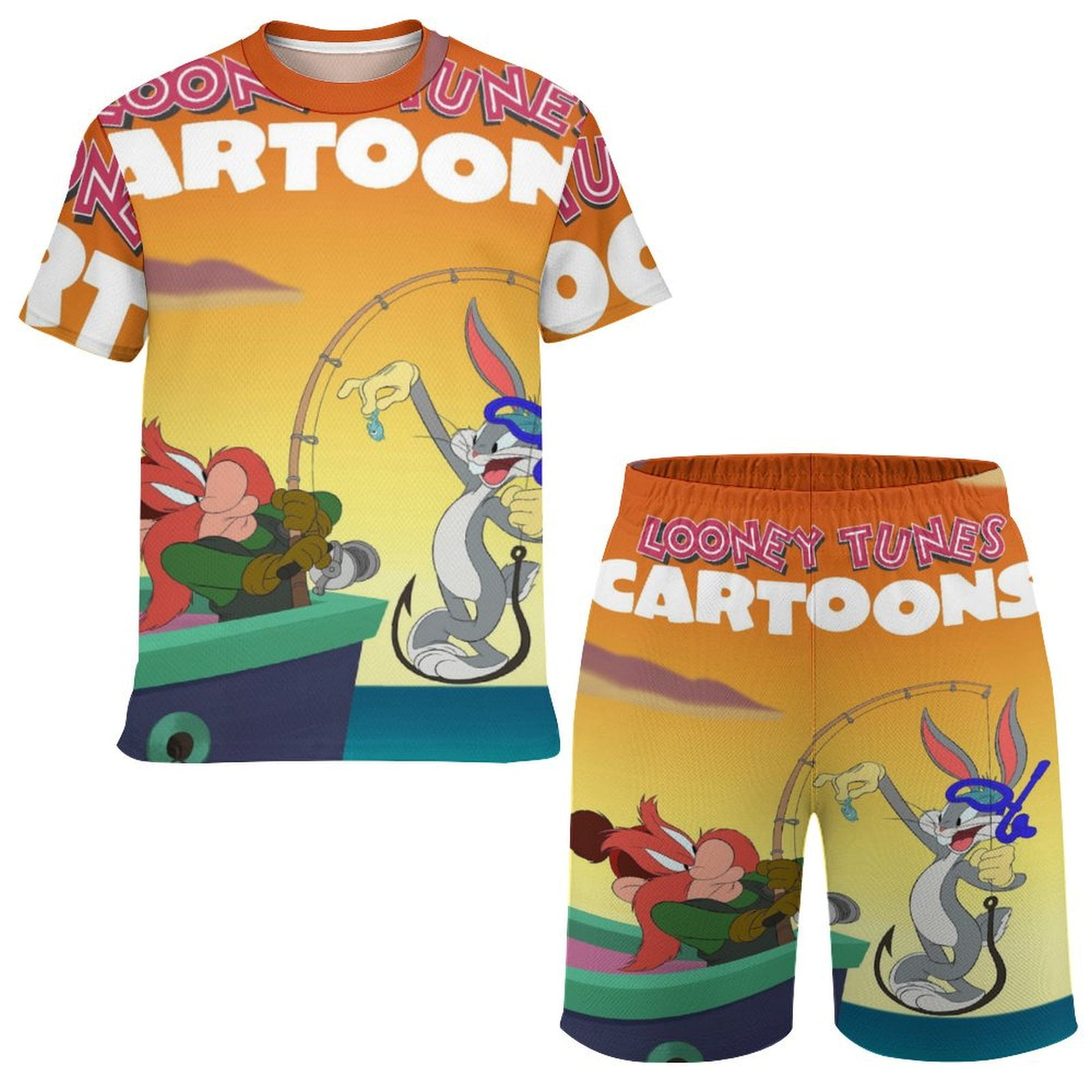 Looney Tunes Cartoons Boys Girls Short Sleeve Mesh T-Shirt And Shorts ...