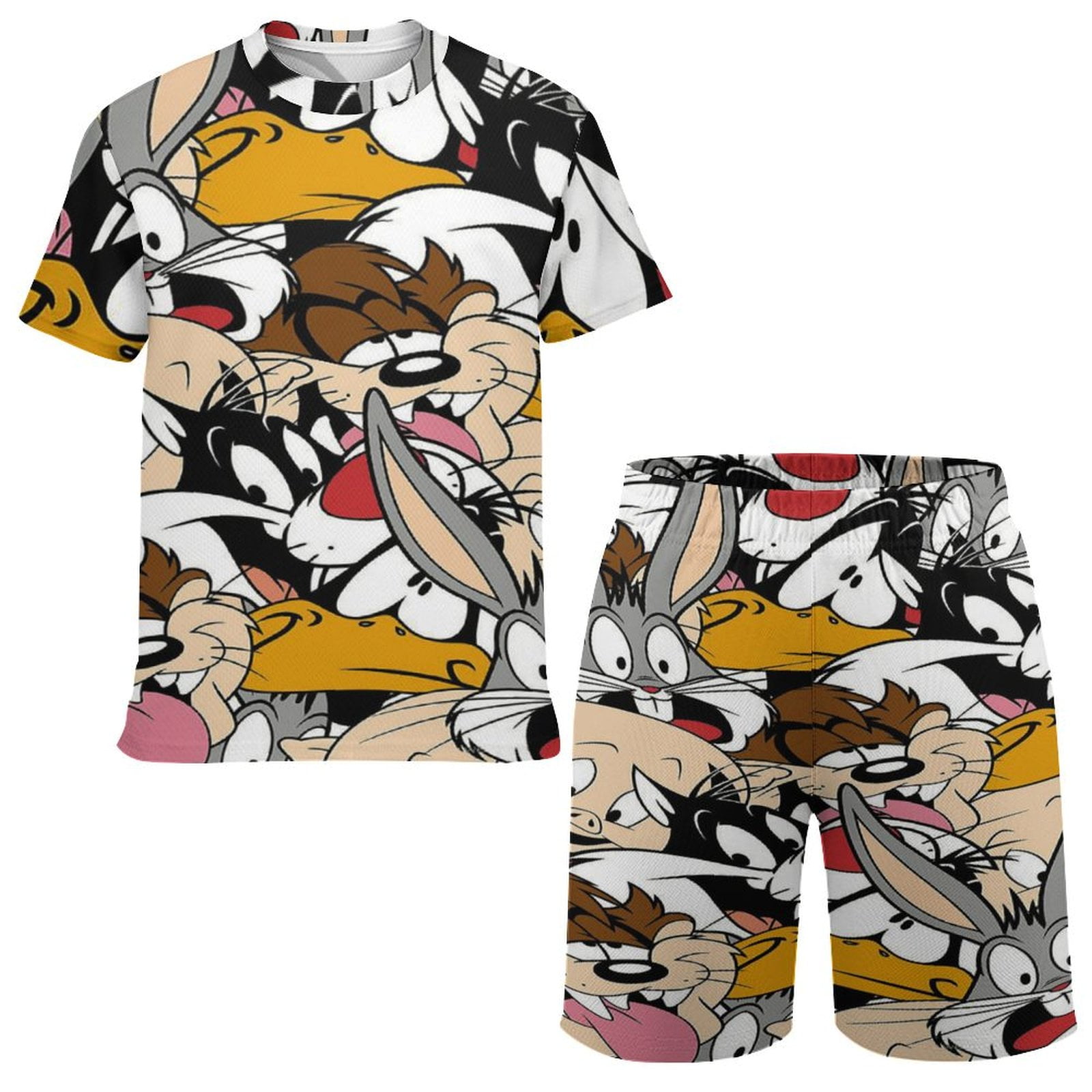 Looney Tunes Cartoons Boys Girls Short Sleeve Mesh T-Shirt And Shorts ...