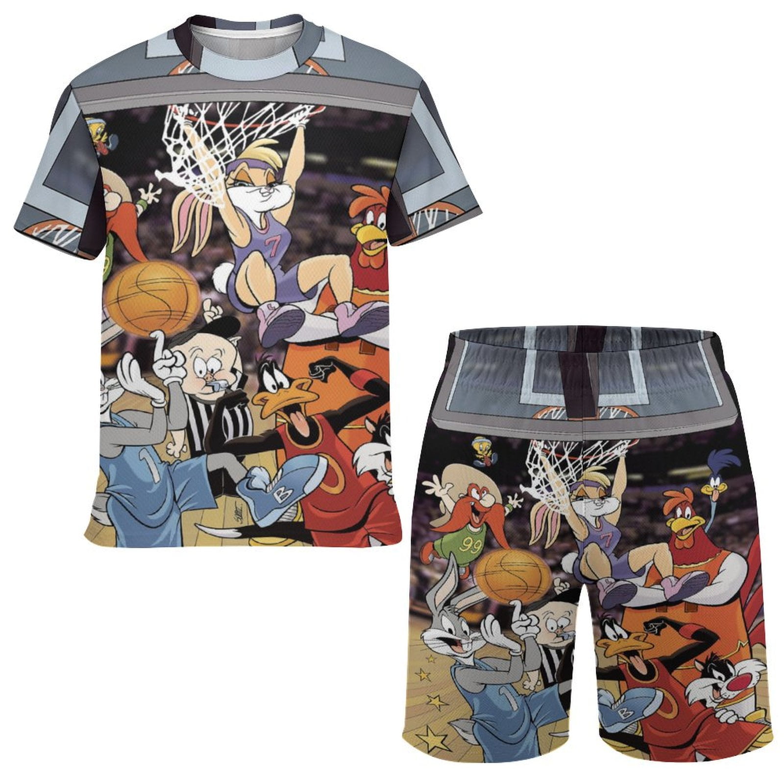 Looney Tunes Cartoons Boys Girls Short Sleeve Mesh T-Shirt And Shorts ...