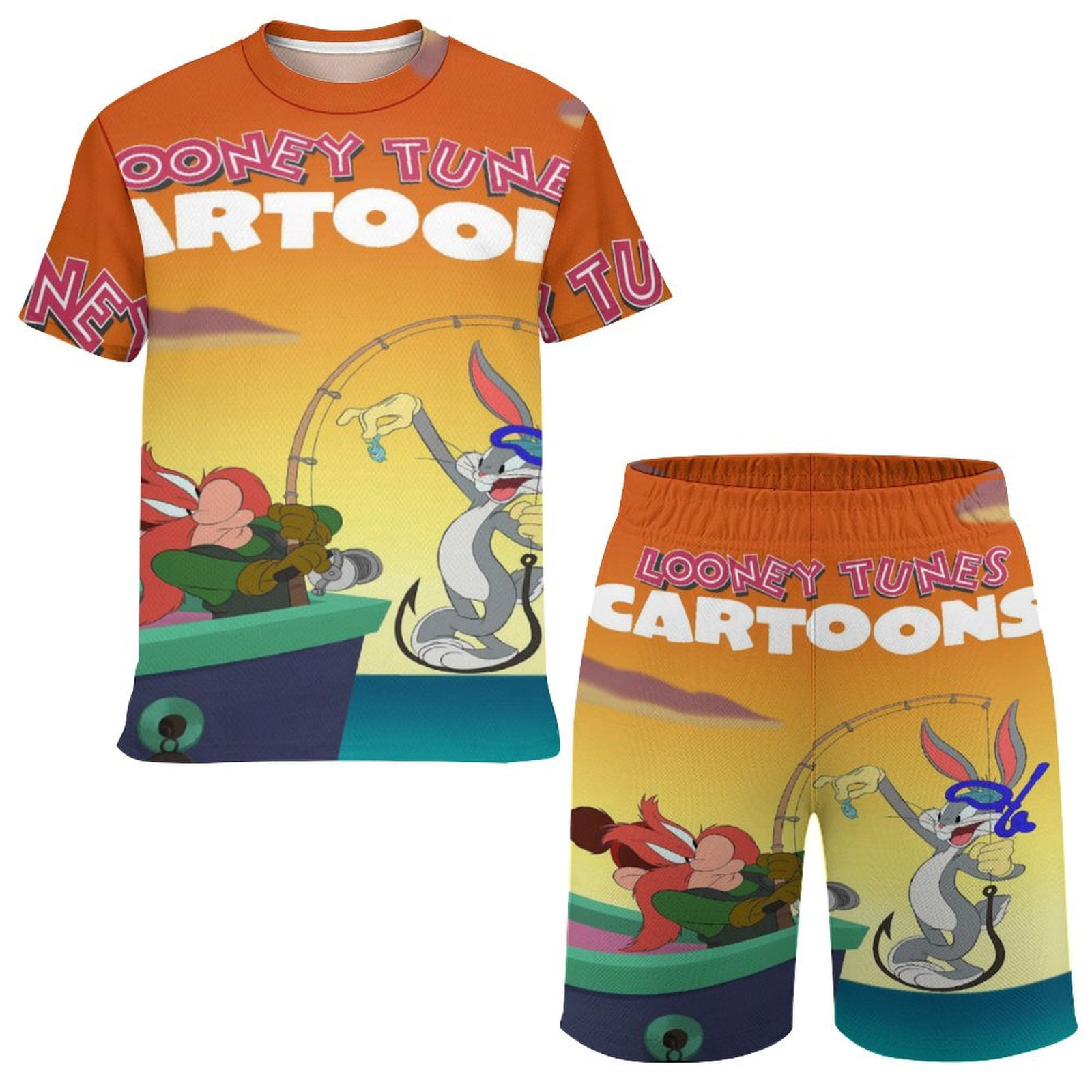 Looney Tunes Cartoons Boys Girls Short Sleeve Mesh T-Shirt And Shorts ...