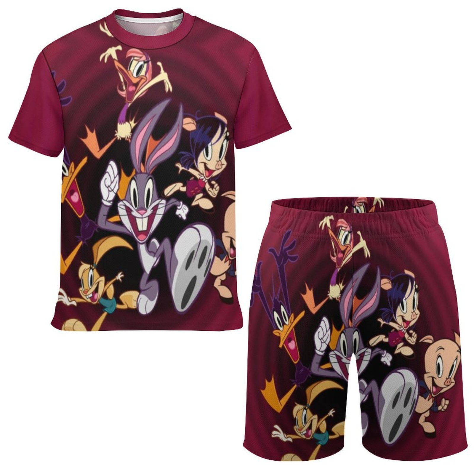 Looney Tunes Cartoons Boys Girls Short Sleeve Mesh T-Shirt And Shorts ...