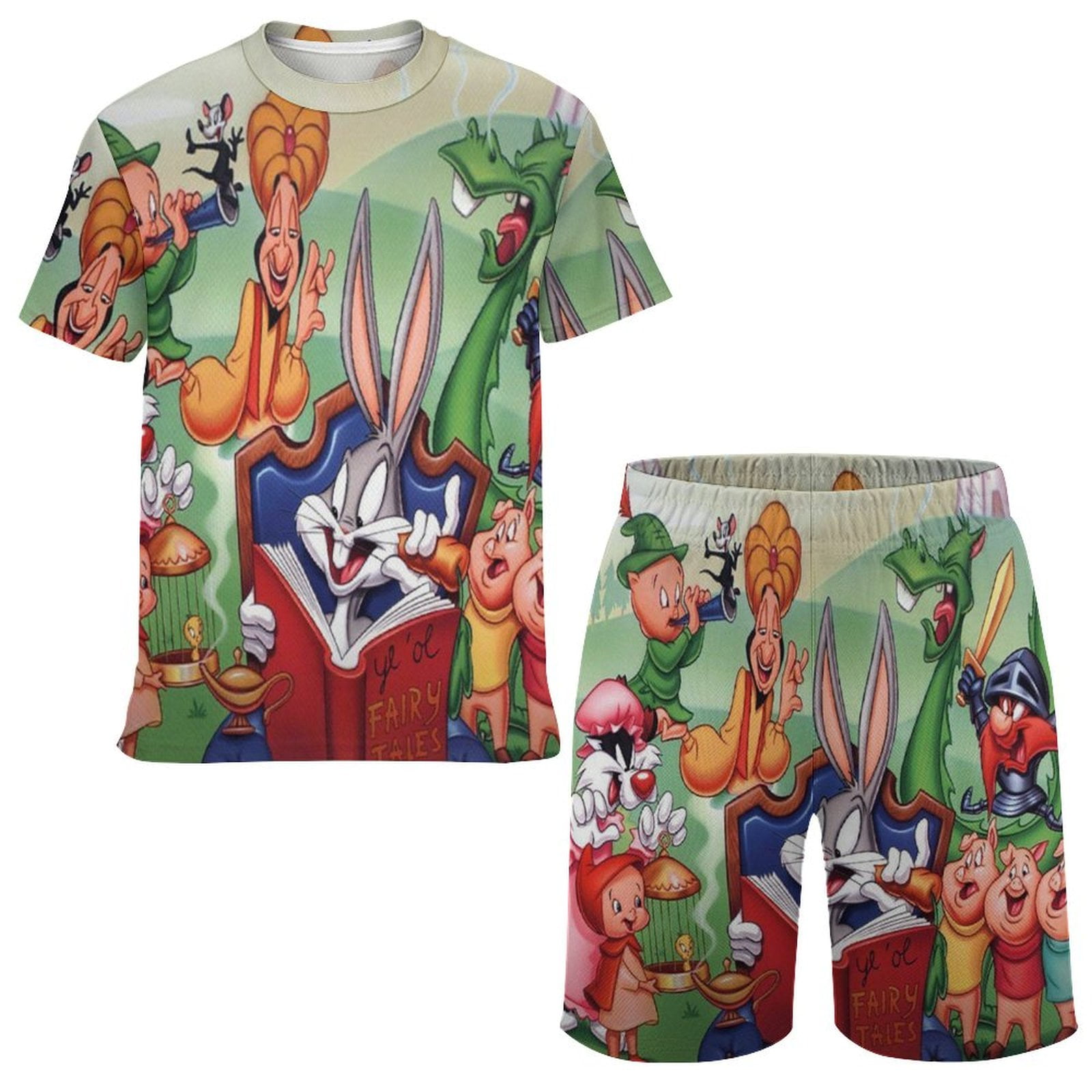 Looney Tunes Cartoons Boys Girls Short Sleeve Mesh T-Shirt And Shorts ...