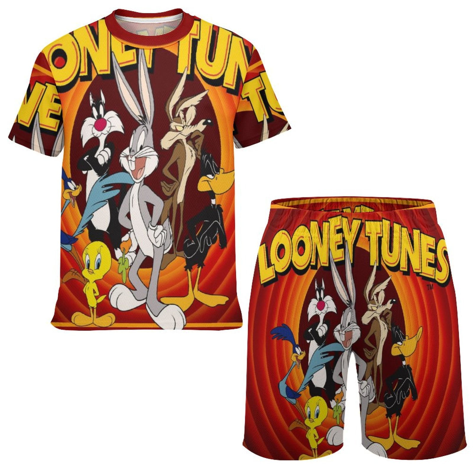 Looney Tunes Cartoons Boys Girls Short Sleeve Mesh T-Shirt And Shorts ...
