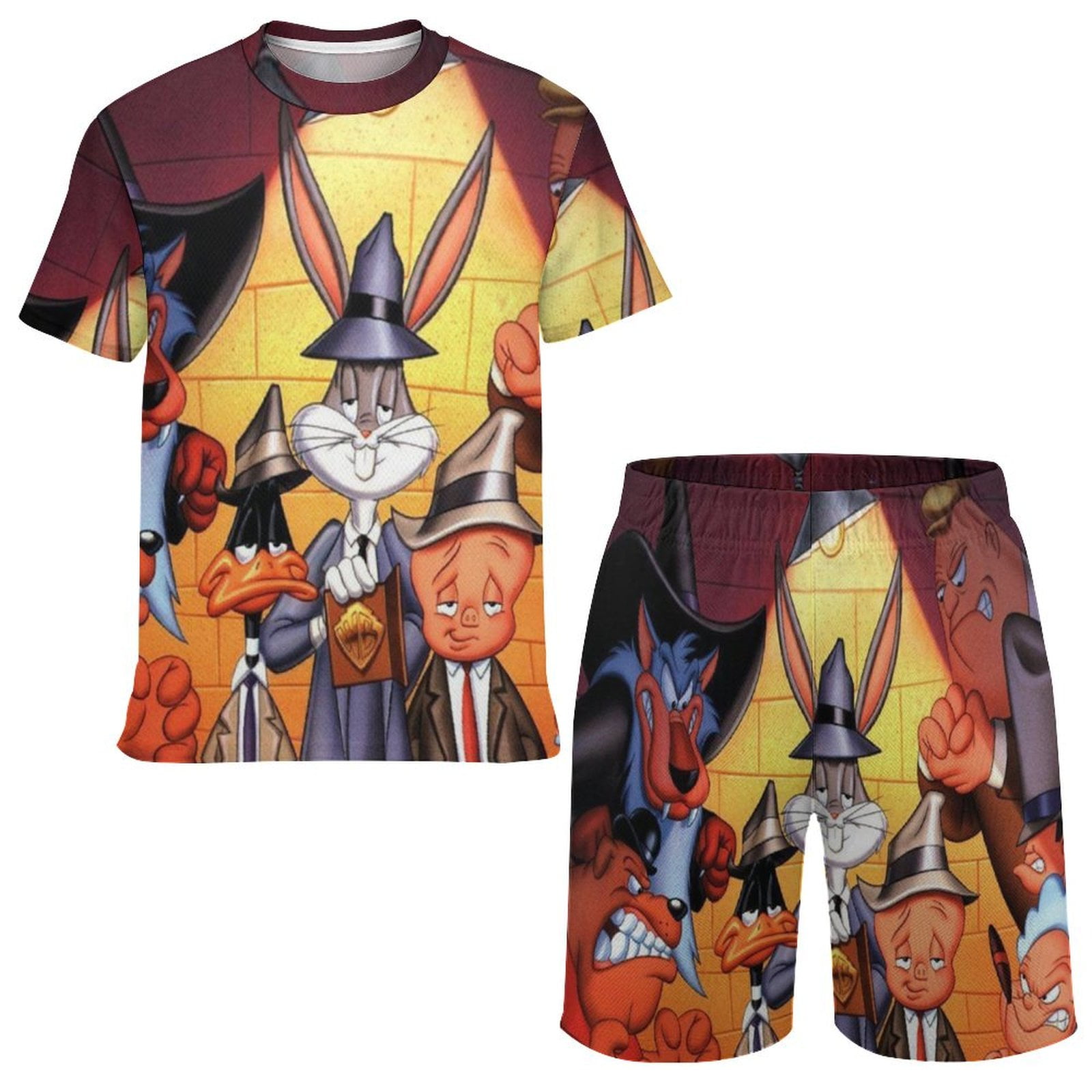 Looney Tunes Cartoons Boys Girls Short Sleeve Mesh T-Shirt And Shorts ...