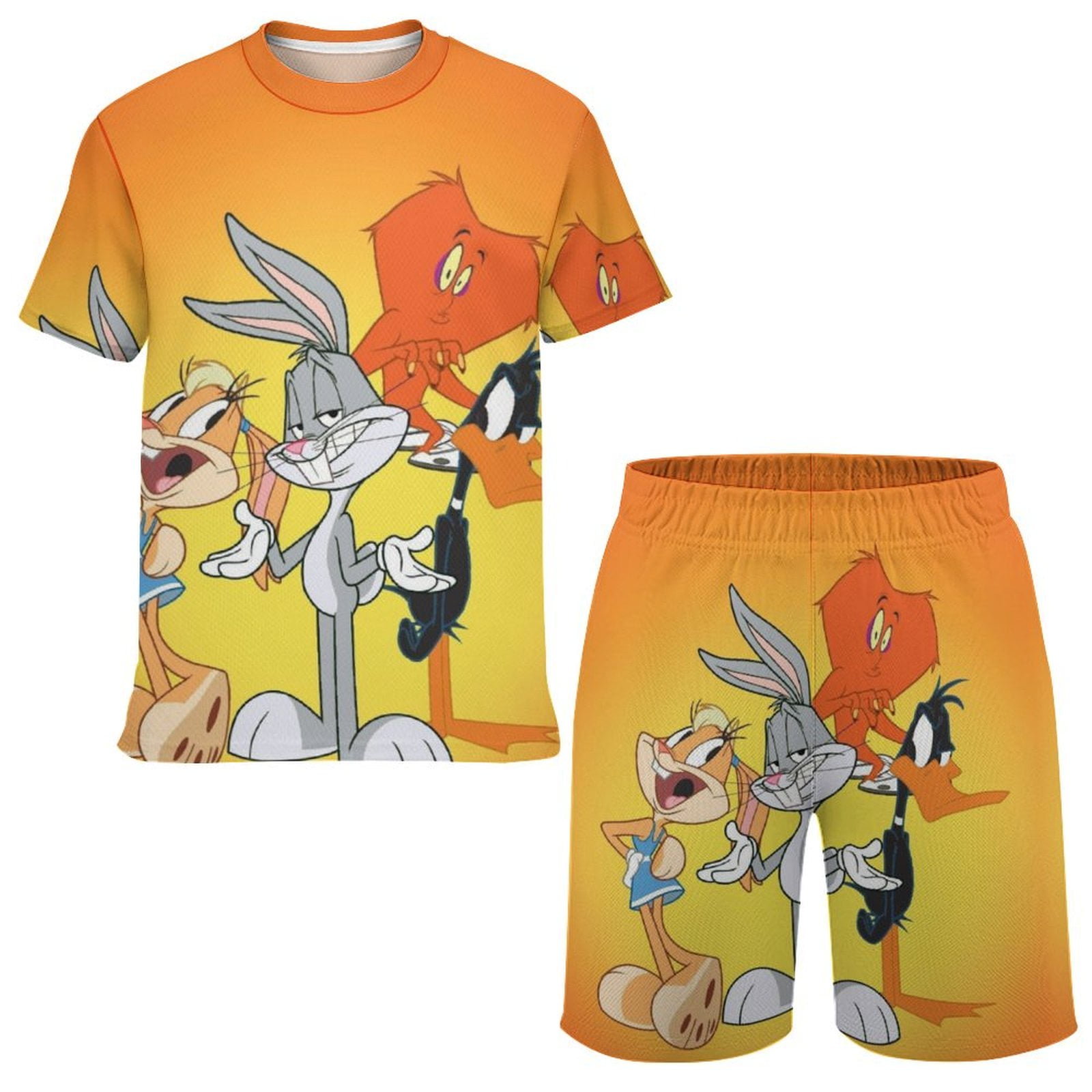 Looney Tunes Cartoons Boys Short Sleeve Mesh T-Shirt And Shorts Outfit ...