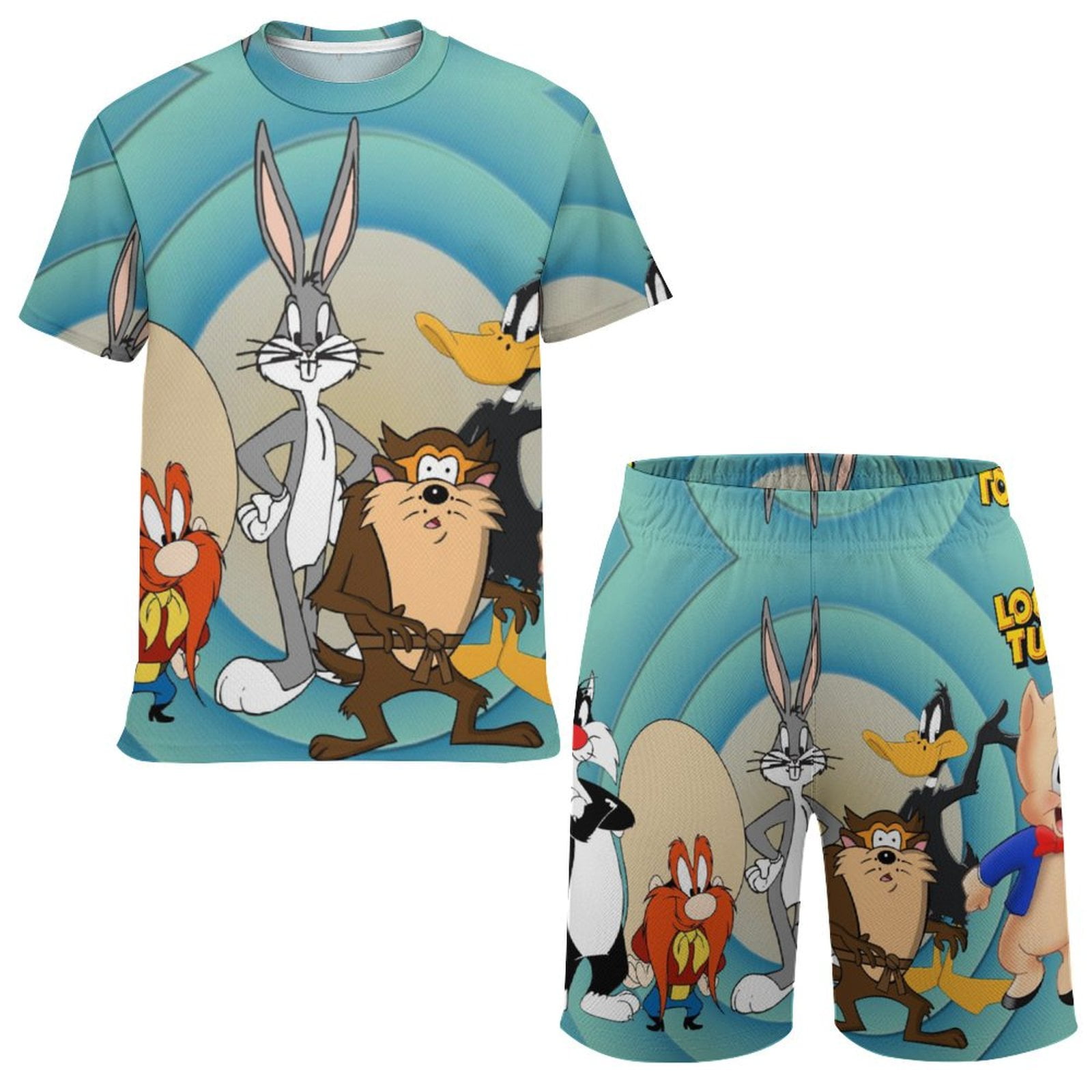 Looney Tunes Cartoons Boys Short Sleeve Mesh T-Shirt And Shorts Outfit ...