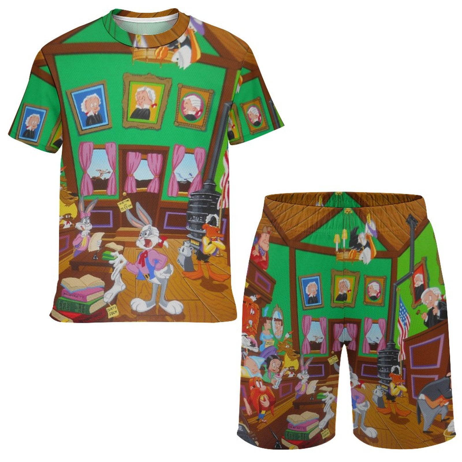 Looney Tunes Cartoons Boys Short Sleeve Mesh T-Shirt And Shorts Outfit ...