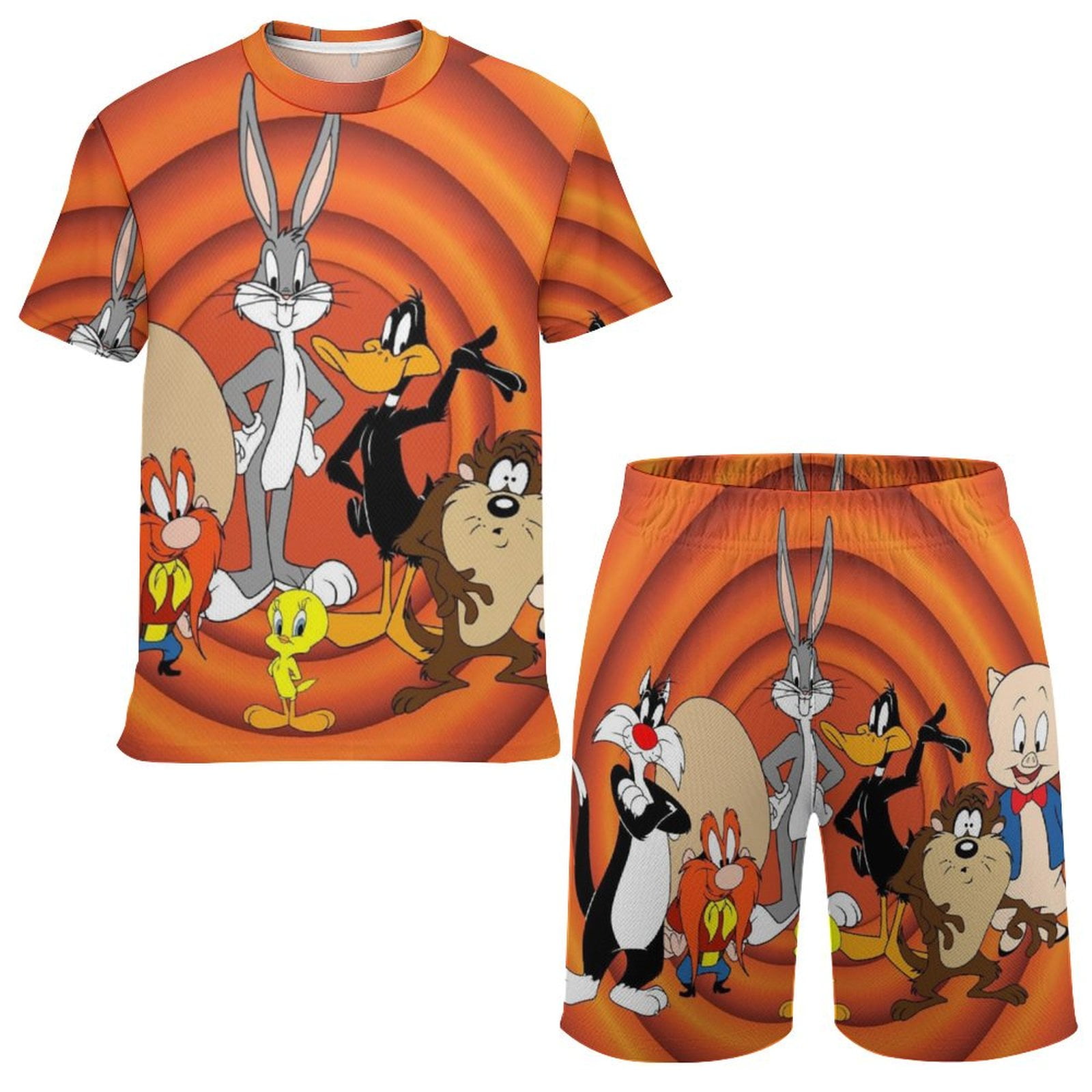 Looney Tunes Cartoons Boys Short Sleeve T-Shirt And Mesh Shorts Outfit ...