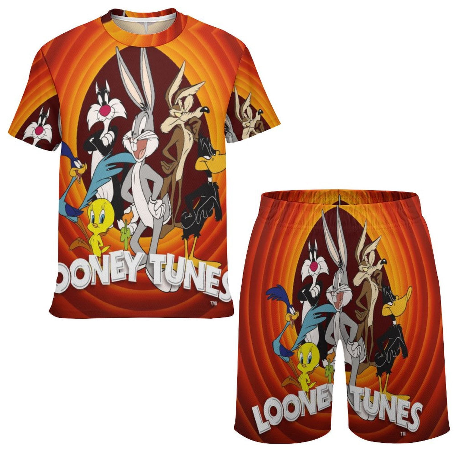 Looney Tunes Cartoons Boys Short Sleeve T-Shirt And Mesh Shorts Outfit ...