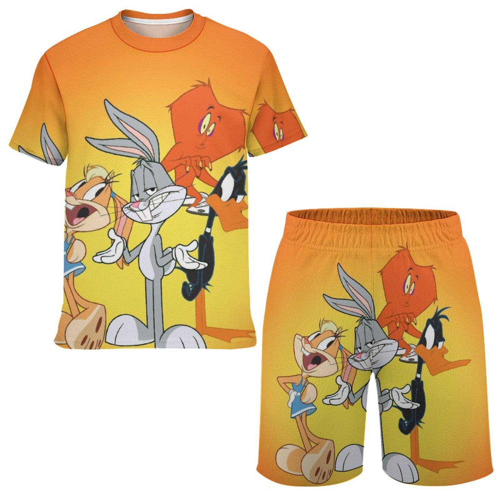 Looney Tunes Cartoons Boys Short Sleeve T-Shirt And Mesh Shorts Outfit ...