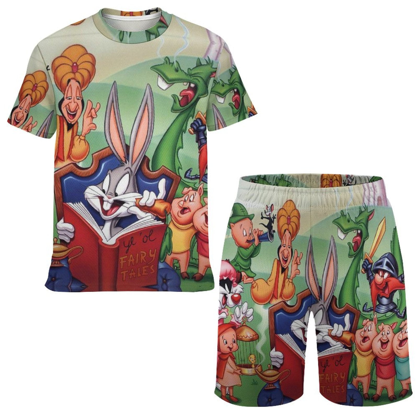 Looney Tunes Cartoons Boys Short Sleeve T-Shirt And Mesh Shorts Outfit ...