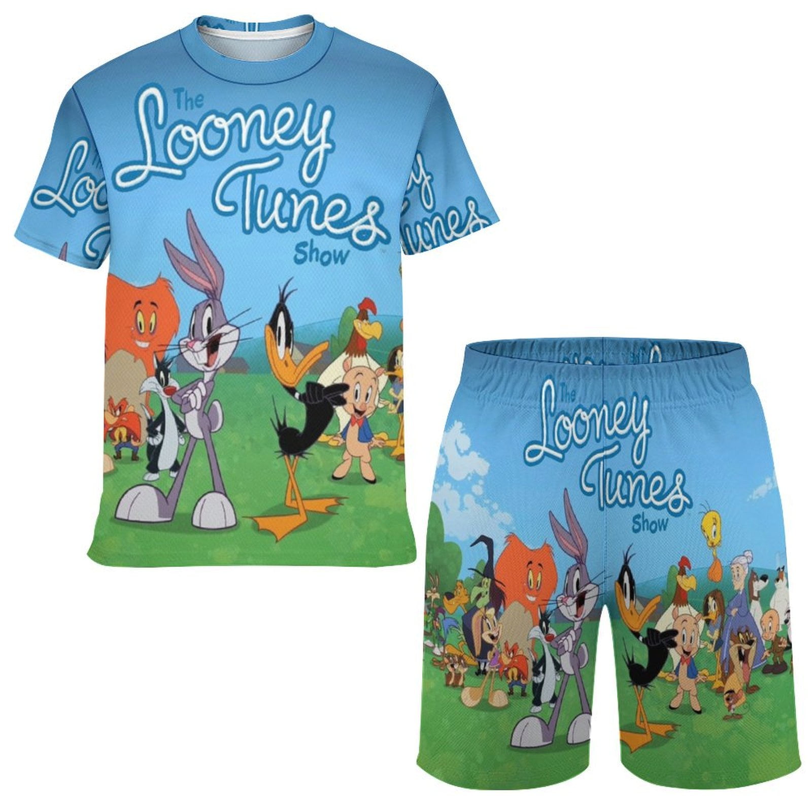 Looney Tunes Cartoons Boys Short Sleeve T-Shirt And Mesh Shorts Outfit ...