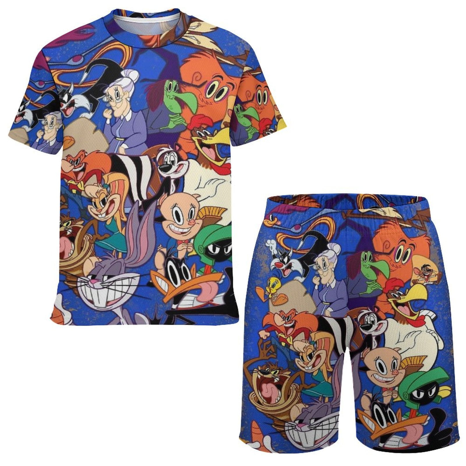 Looney Tunes Cartoons Boys Short Sleeve T-Shirt And Mesh Shorts Outfit ...