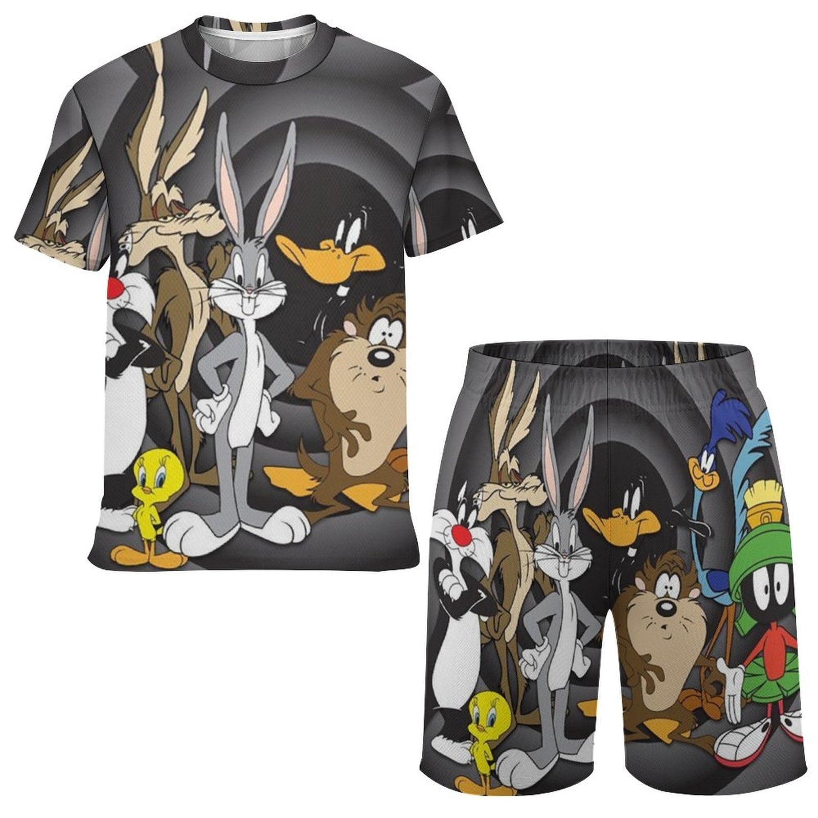 Looney Tunes Cartoons Boys Short Sleeve T-Shirt And Mesh Shorts Outfit ...