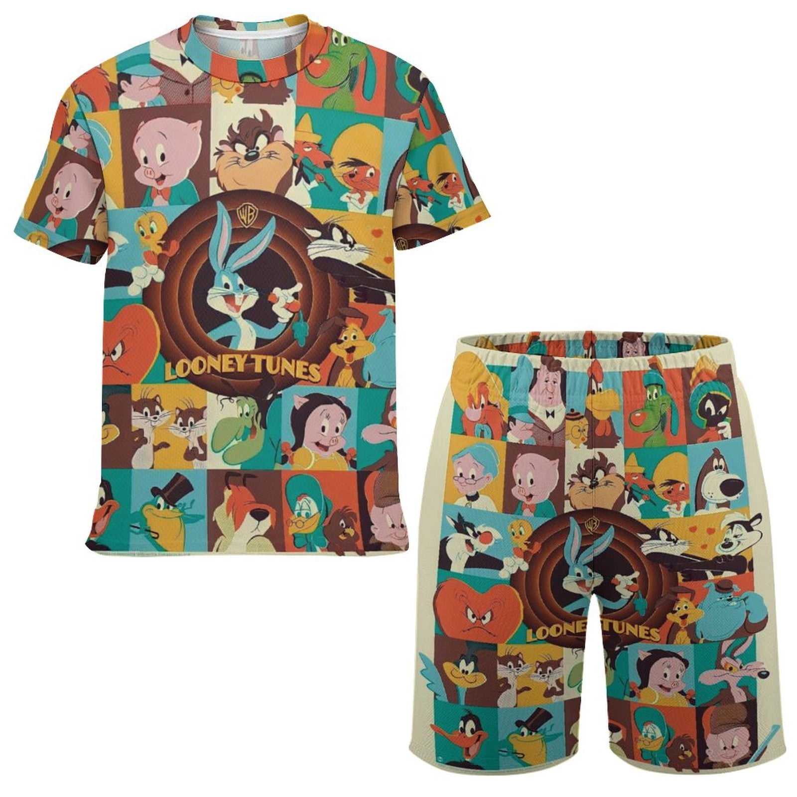 Looney Tunes Cartoons Boys Short Sleeve T-Shirt And Mesh Shorts Outfit ...
