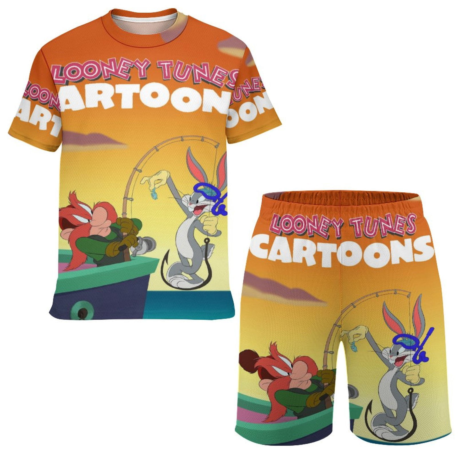 Looney Tunes Cartoons Boys Short Sleeve T-Shirt And Mesh Shorts Outfit ...
