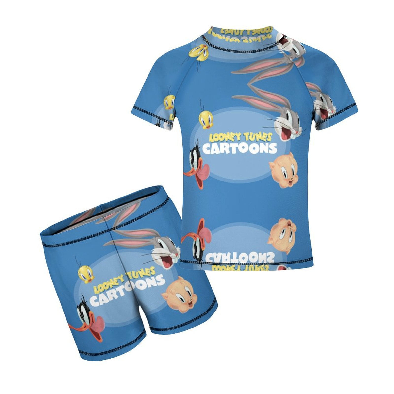 Looney Tunes Cartoons Boys Two Piece Rash Guard Swimsuits Kids Short ...