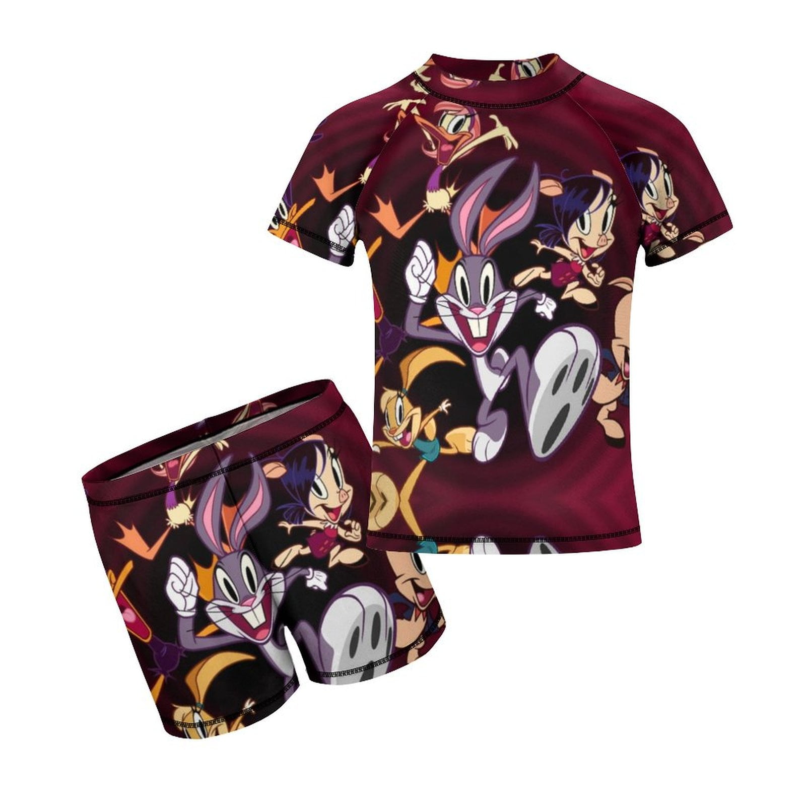 Looney Tunes Cartoons Boys Two Piece Rash Guard Swimsuits Kids Short ...