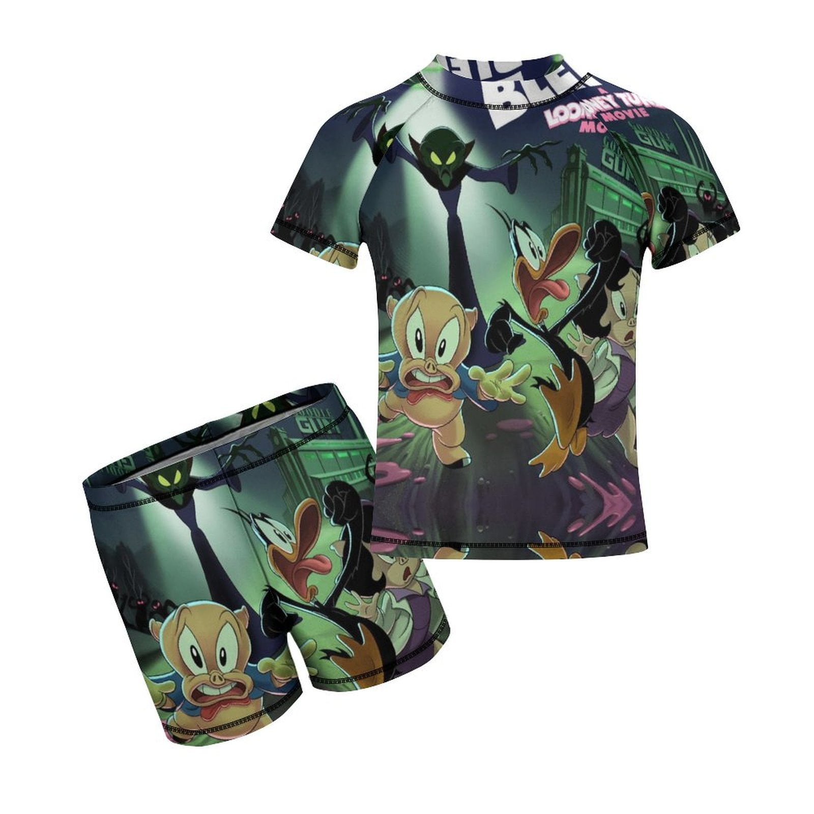 Looney Tunes Cartoons Boys Two Piece Rash Guard Swimsuits Kids Short ...