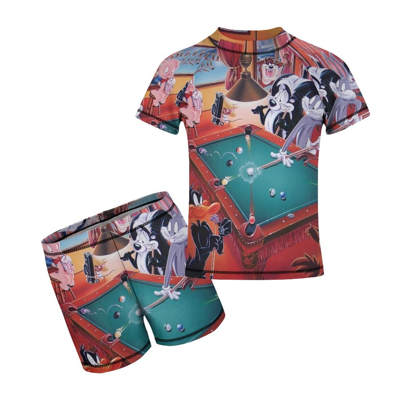 Looney Tunes Cartoons Boys Two Piece Rash Guard Swimsuits Kids Short ...
