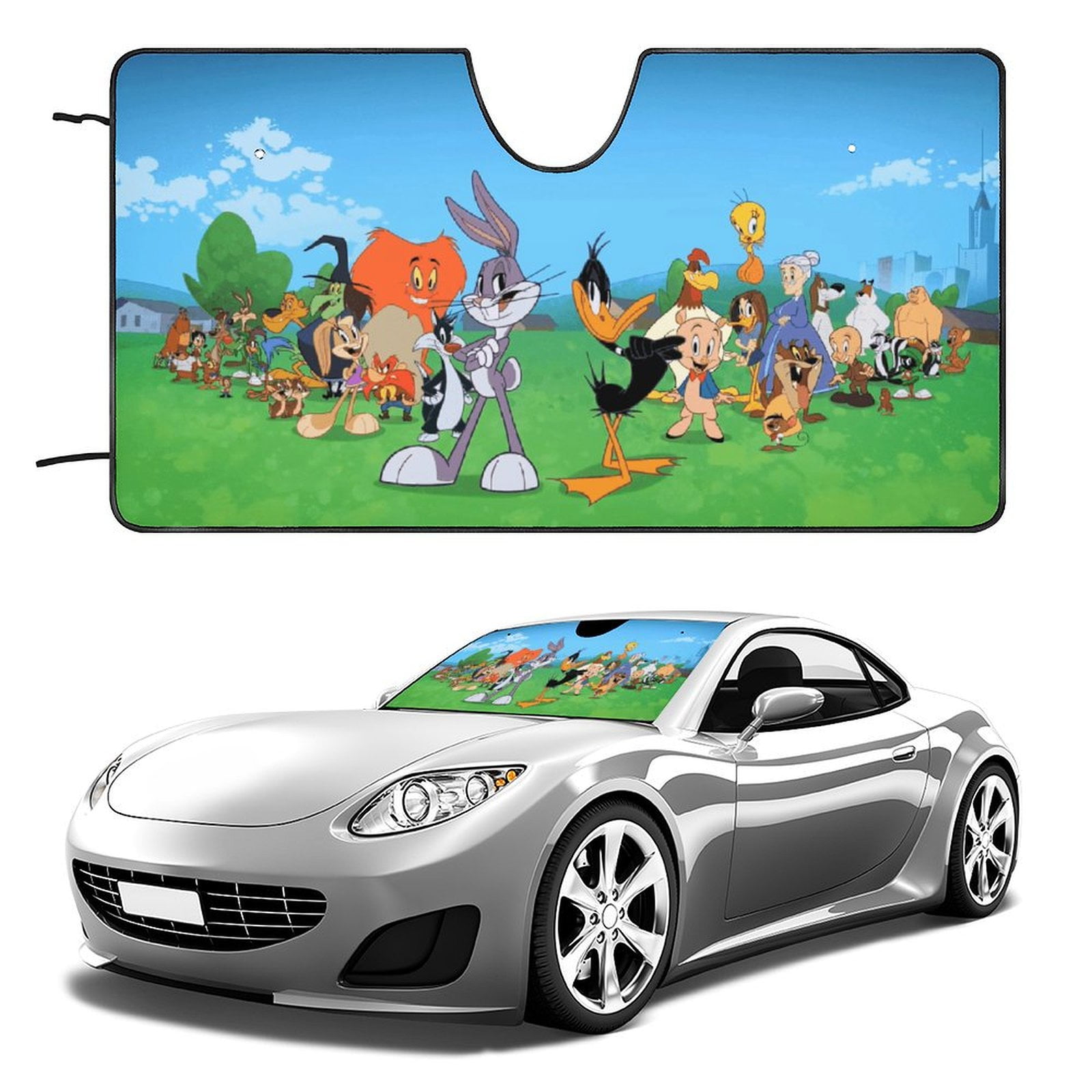 Looney Tunes Cartoons Car Windshield Sun Shade, Foldable Sun Shade for Car Truck SUV Van Blocks ...