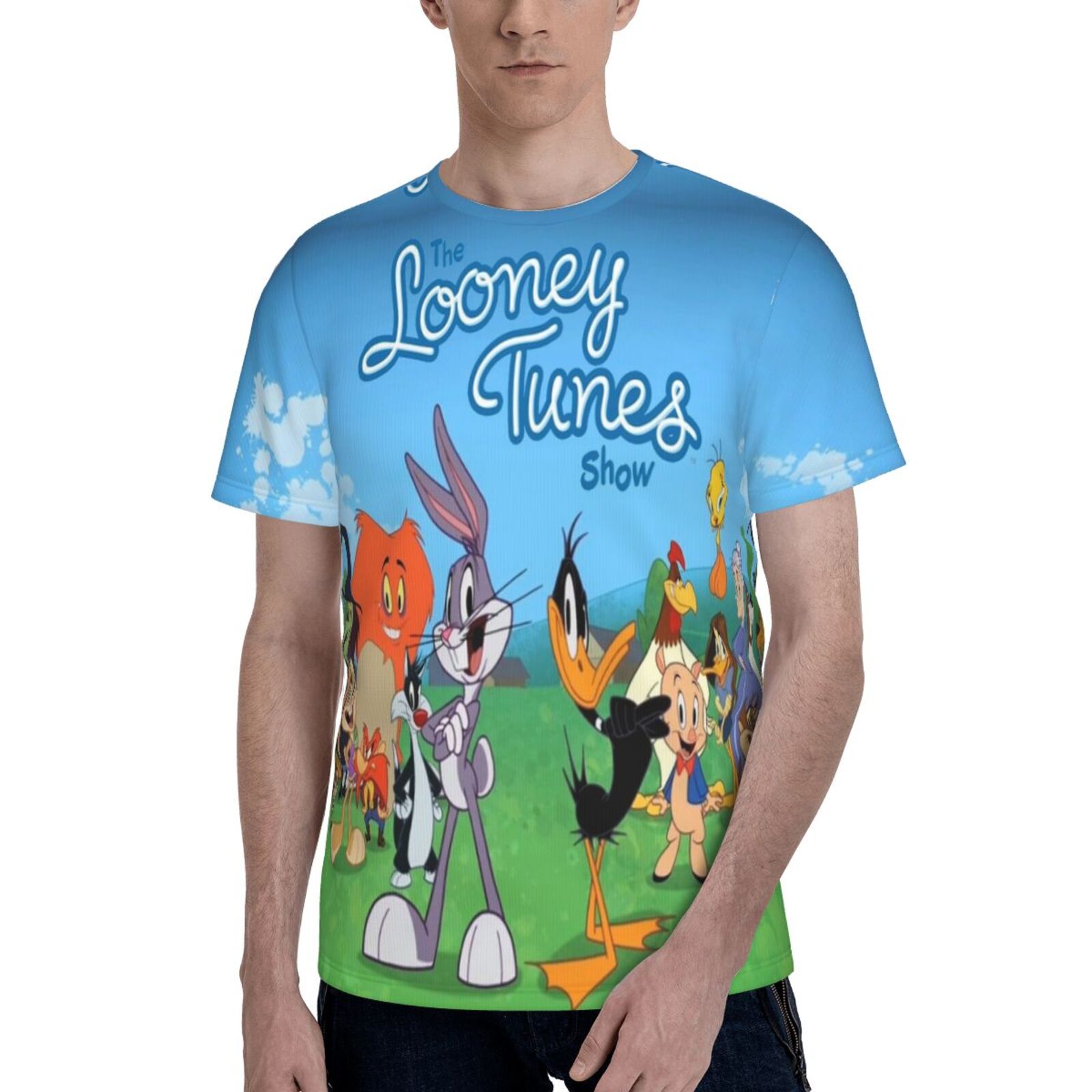 Looney Tunes Cartoons Mens 3d Graphic Print Shirts Casual Short Sleeve ...