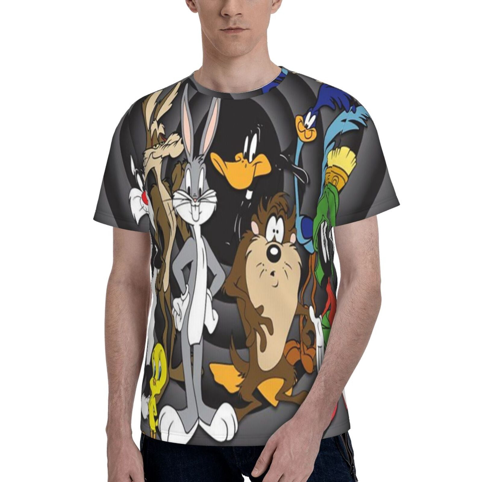 Looney Tunes Cartoons Mens 3d Graphic Print Shirts Casual Short Sleeve ...