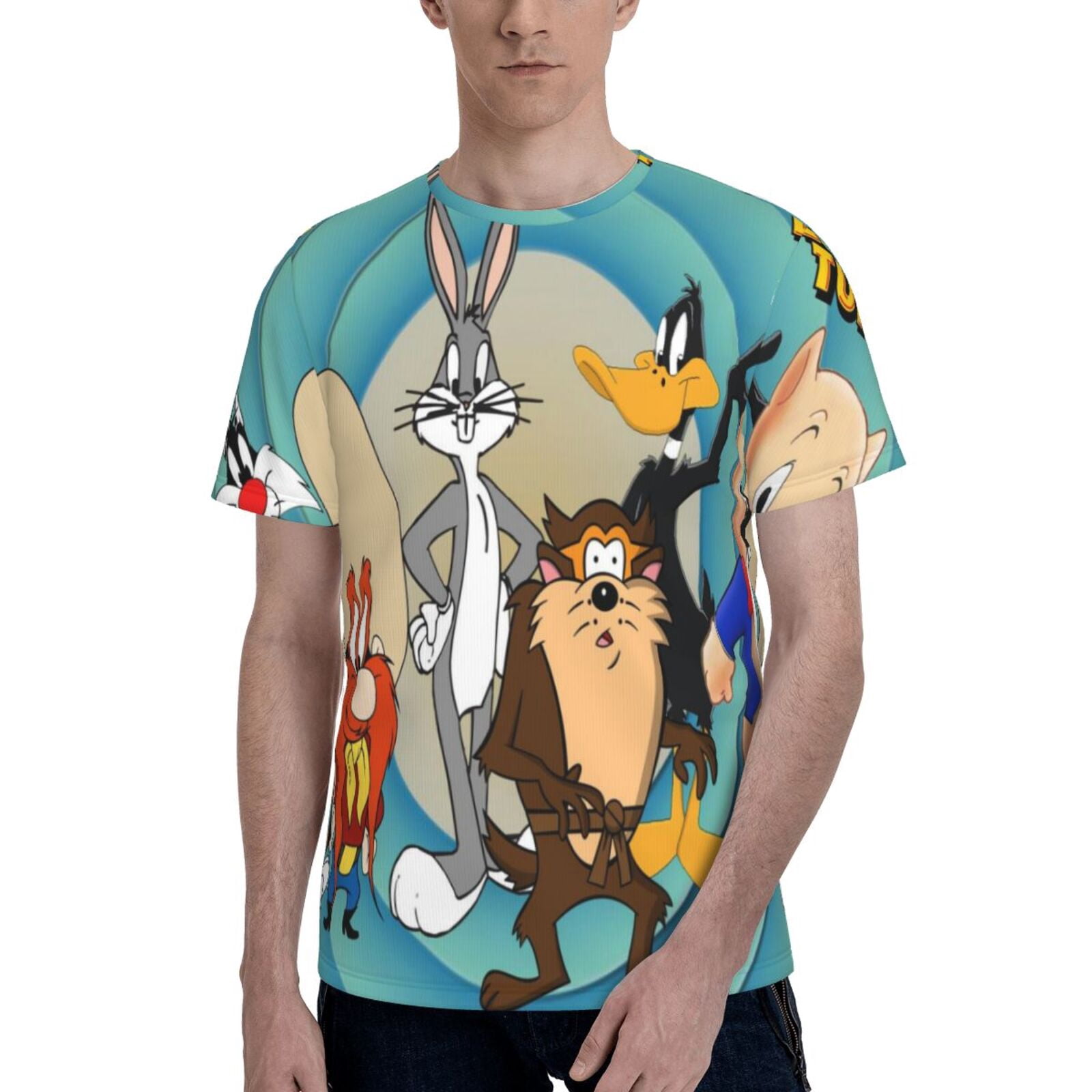 Looney Tunes Cartoons Mens 3d Graphic Print Shirts Casual Short Sleeve ...