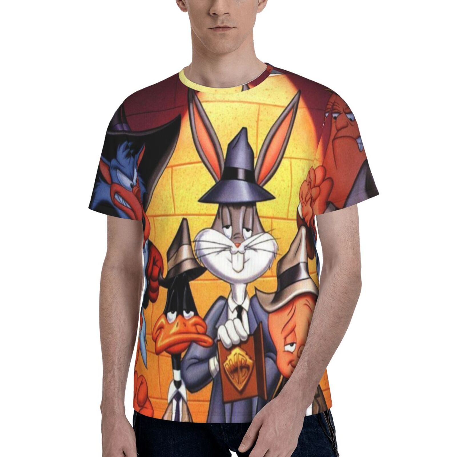 Looney Tunes Cartoons Mens 3d Graphic Print Shirts Casual Short Sleeve ...