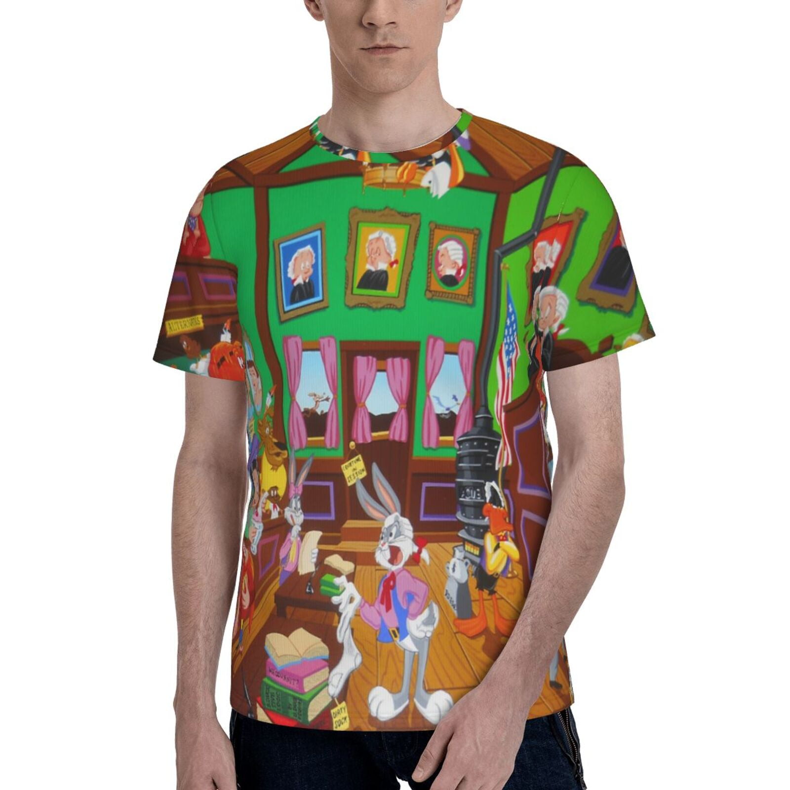 Looney Tunes Cartoons Mens 3d Graphic Print Shirts Casual Short Sleeve Tee Shirts - Walmart.com
