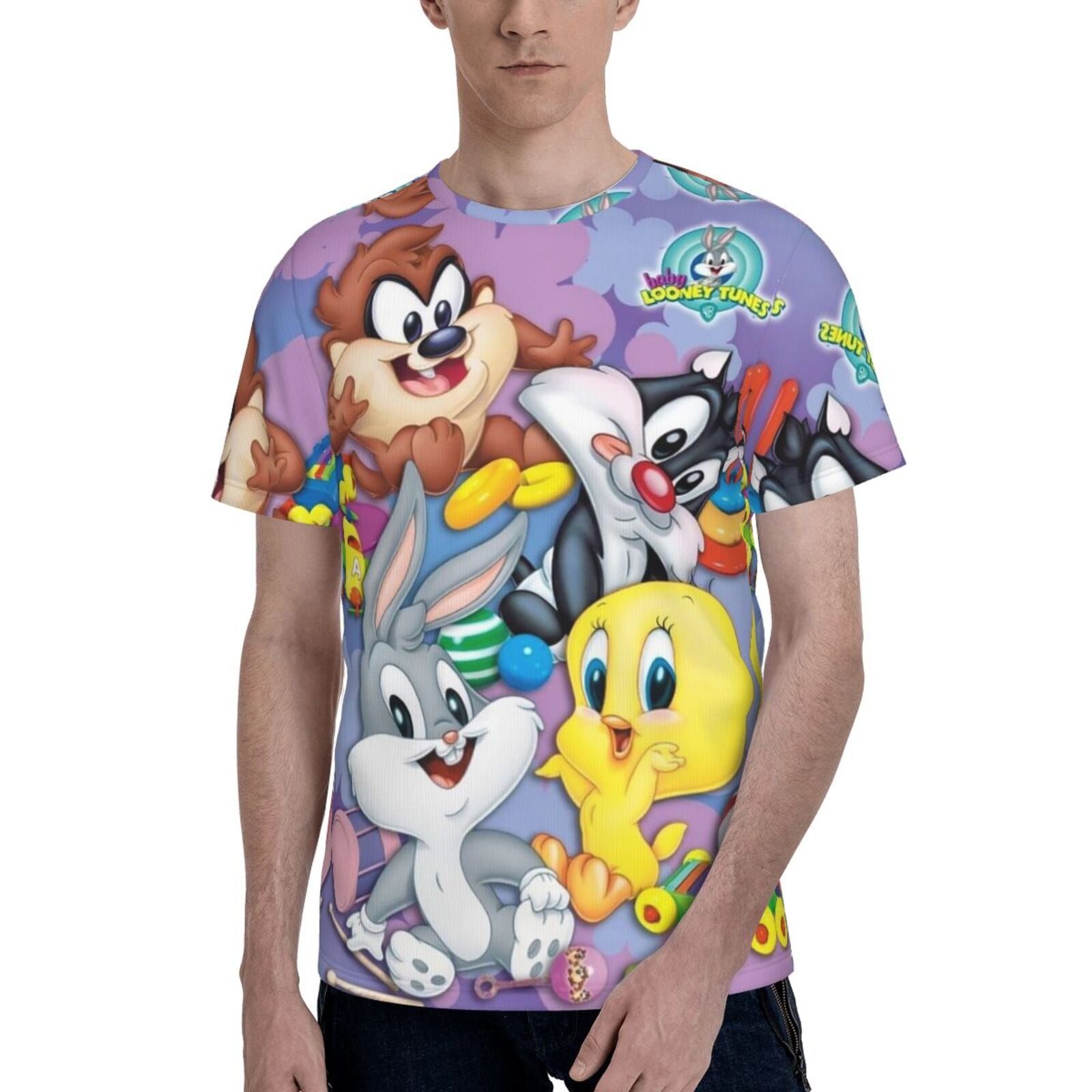 Looney Tunes Cartoons Mens 3d Graphic Print Shirts Casual Short Sleeve Tee Shirts - Walmart.com