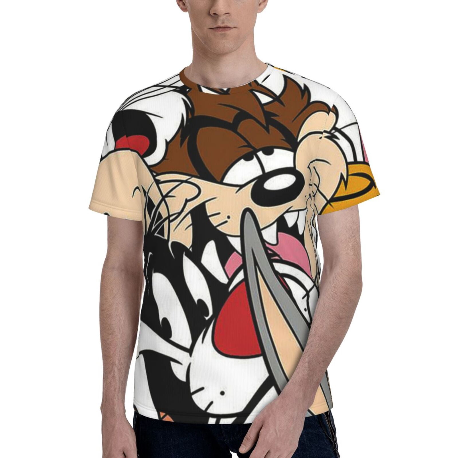 Looney Tunes Cartoons Mens 3d Graphic Print Shirts Casual Short Sleeve ...